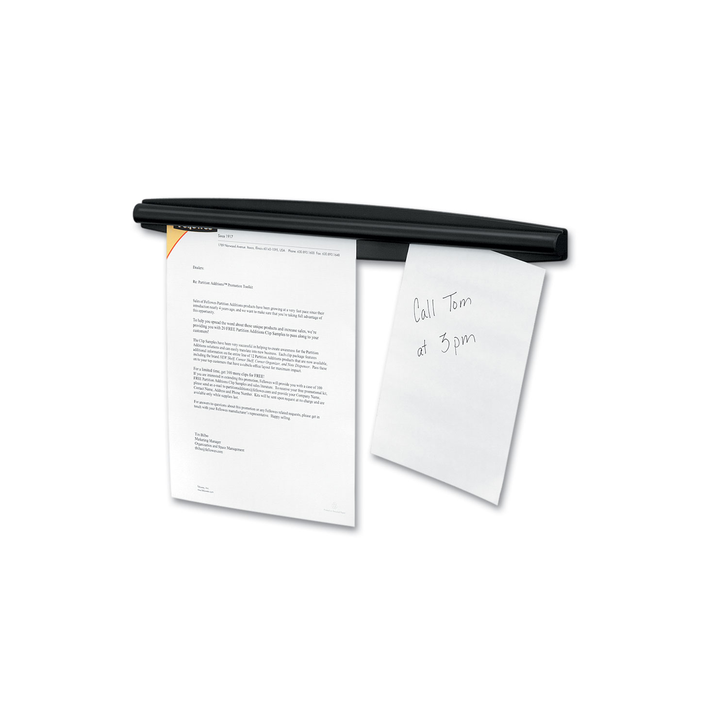 Fellowes® 7502201, Partition Additions Note Rail, 18 X 1 15/16, Dark ...
