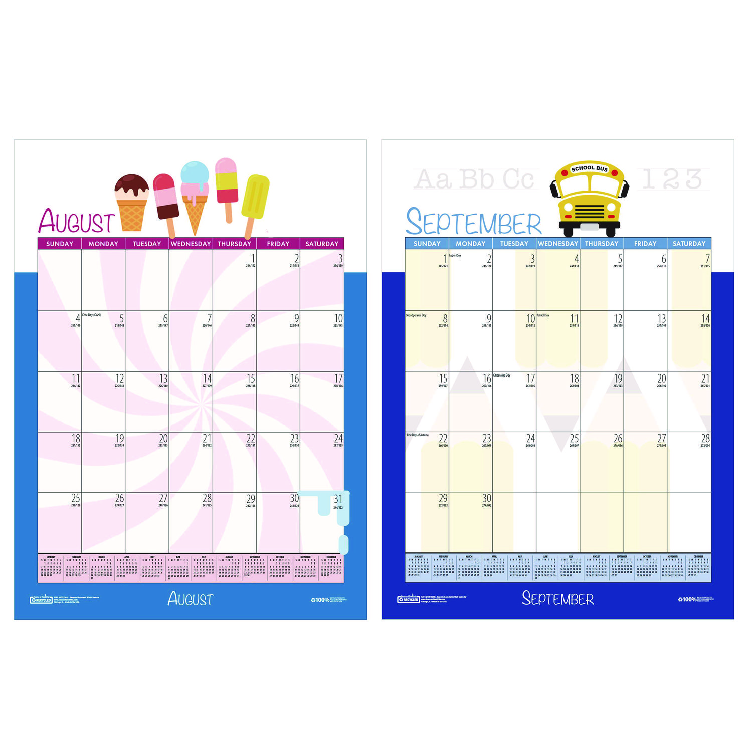 House of Doolittle™ Academic Year Recycled Seasonal Wall Calendar ...