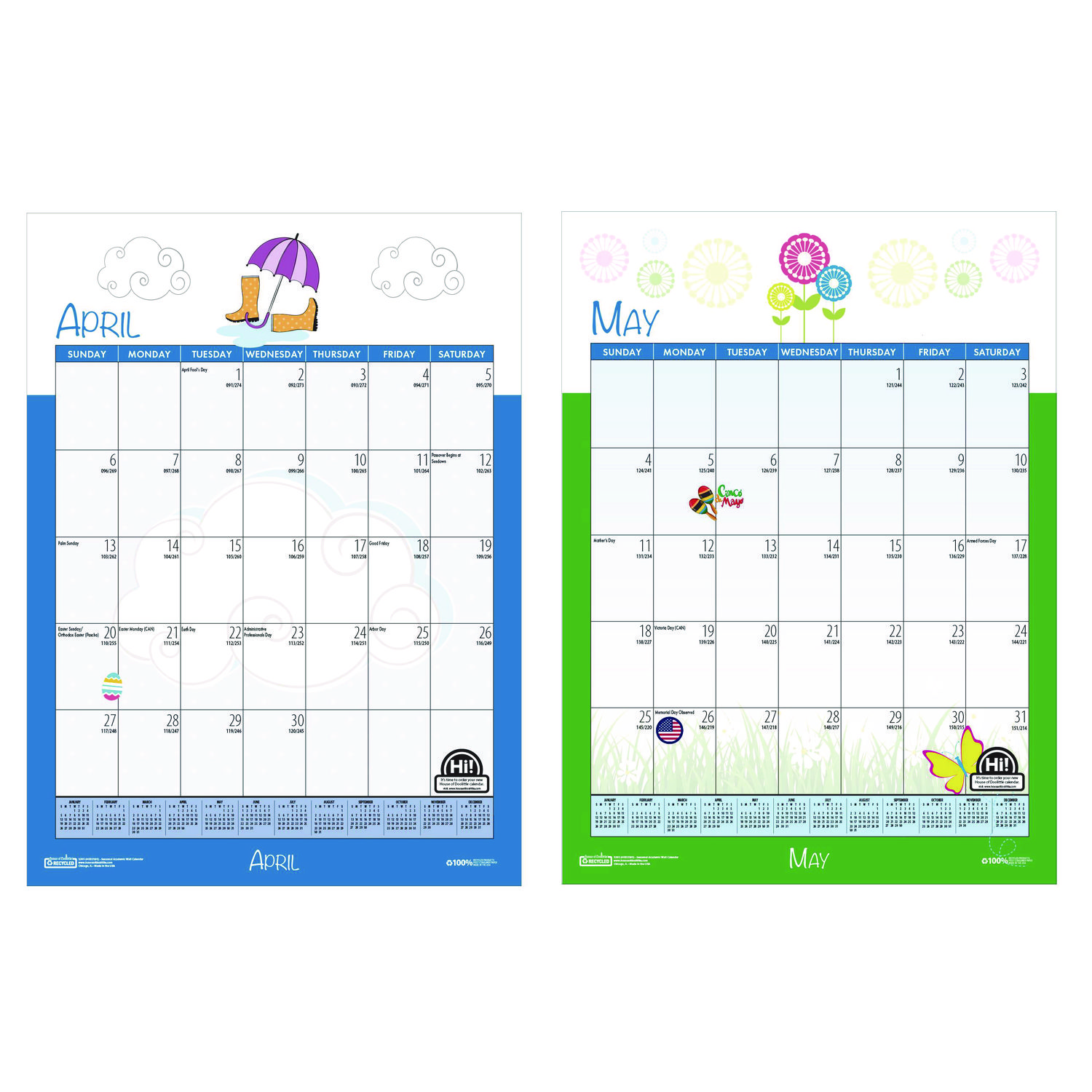 House of Doolittle™ Academic Year Recycled Seasonal Wall Calendar ...