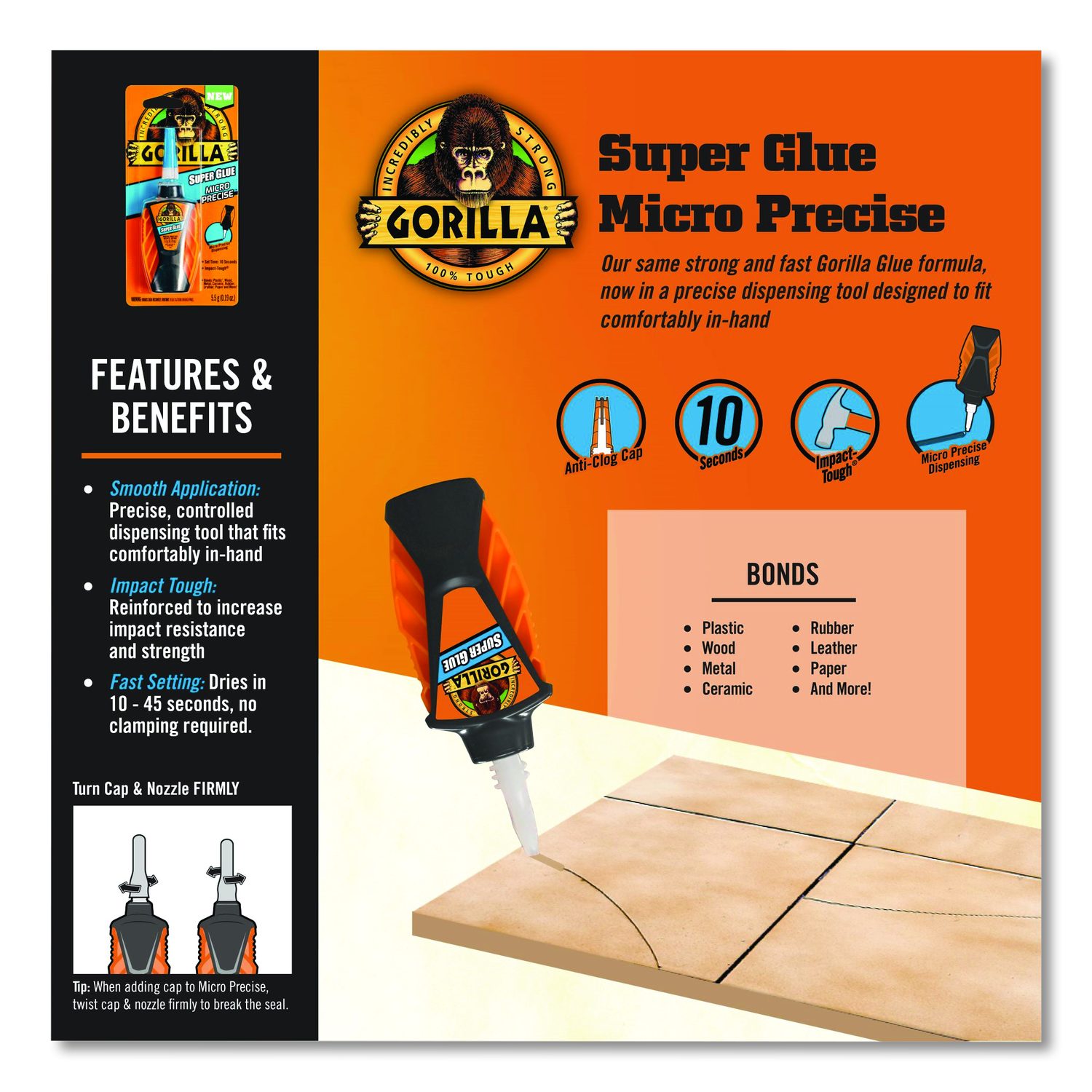 Super Glue Micro Precise, 0.18 oz, Dries Clear - mastersupplyonline