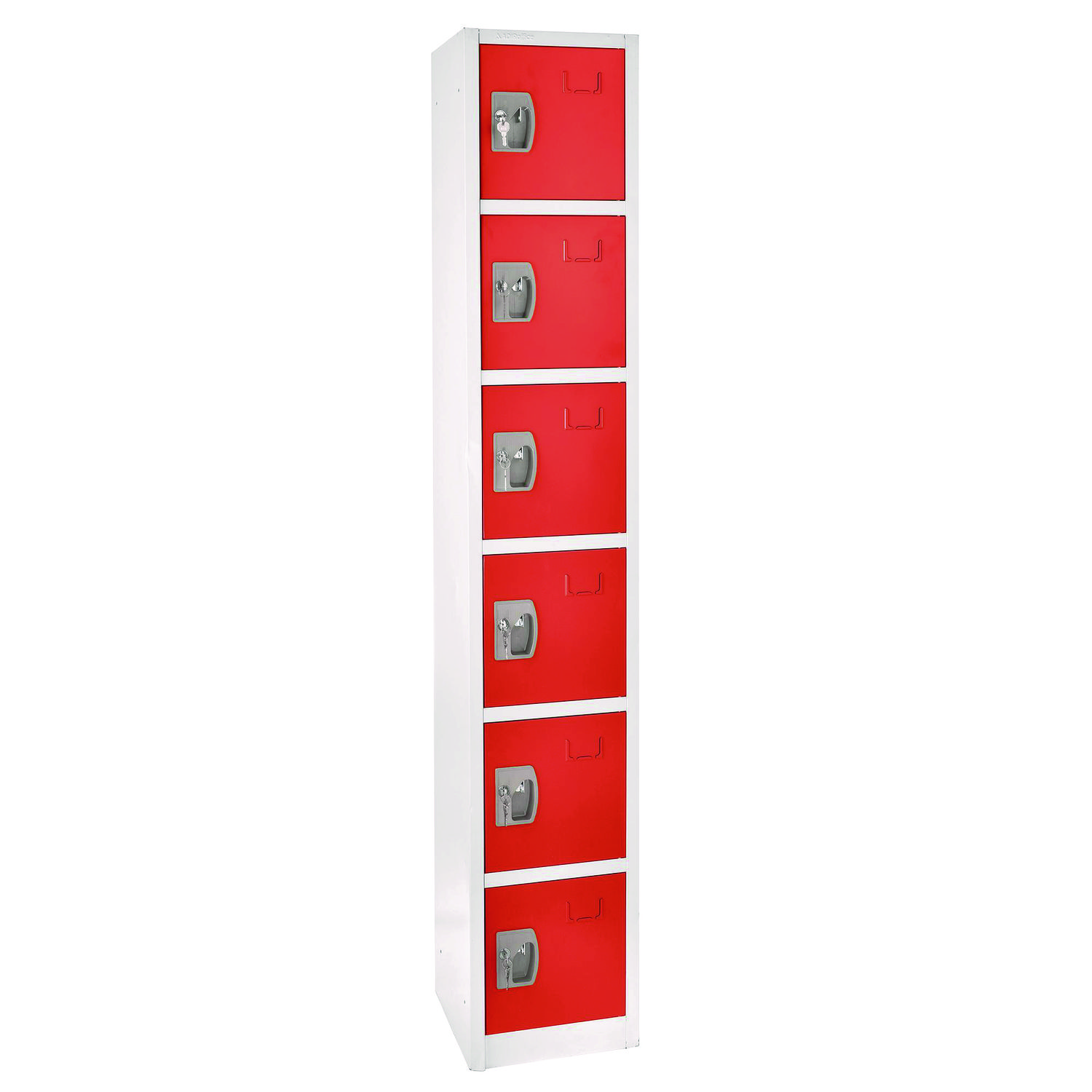 Steel Storage Locker, 6 Compartment, 12 x 12 x 72, Red - Zuma