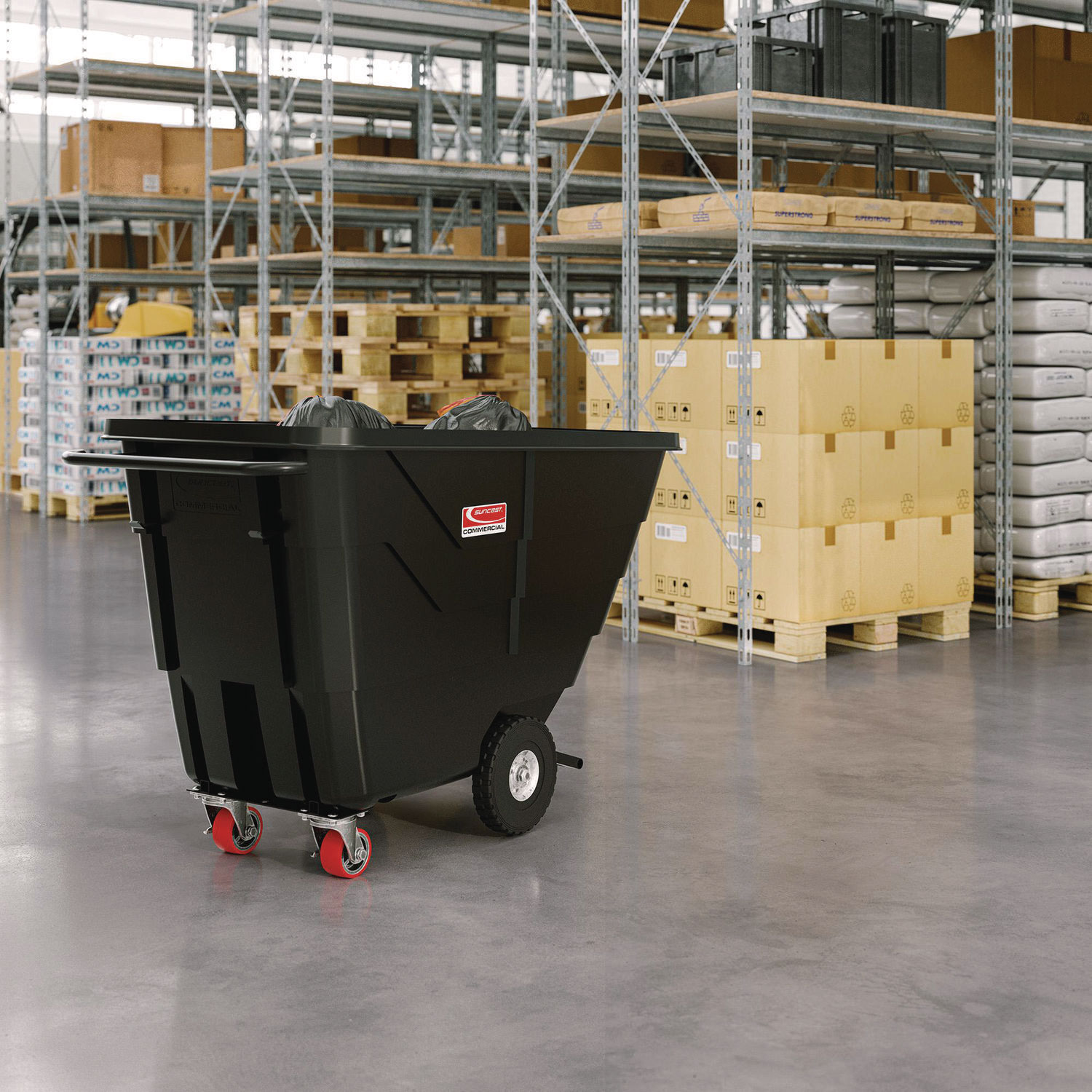 0.5 cu yd Light Duty Tilt Truck, 850 lb Capacity, Black - TonerQuest