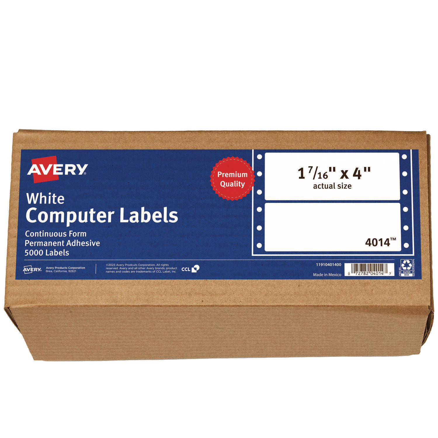 Dot Matrix Printer Mailing Labels, Pin-Fed Printers, 1.44 x 4, White ...