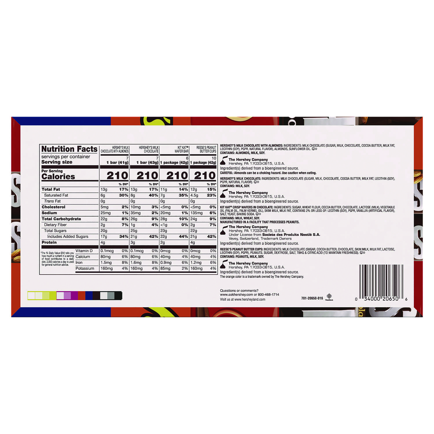 Hershey®'s Full Size Chocolate Candy Bar Variety Pack, Assorted, 1.5 oz ...