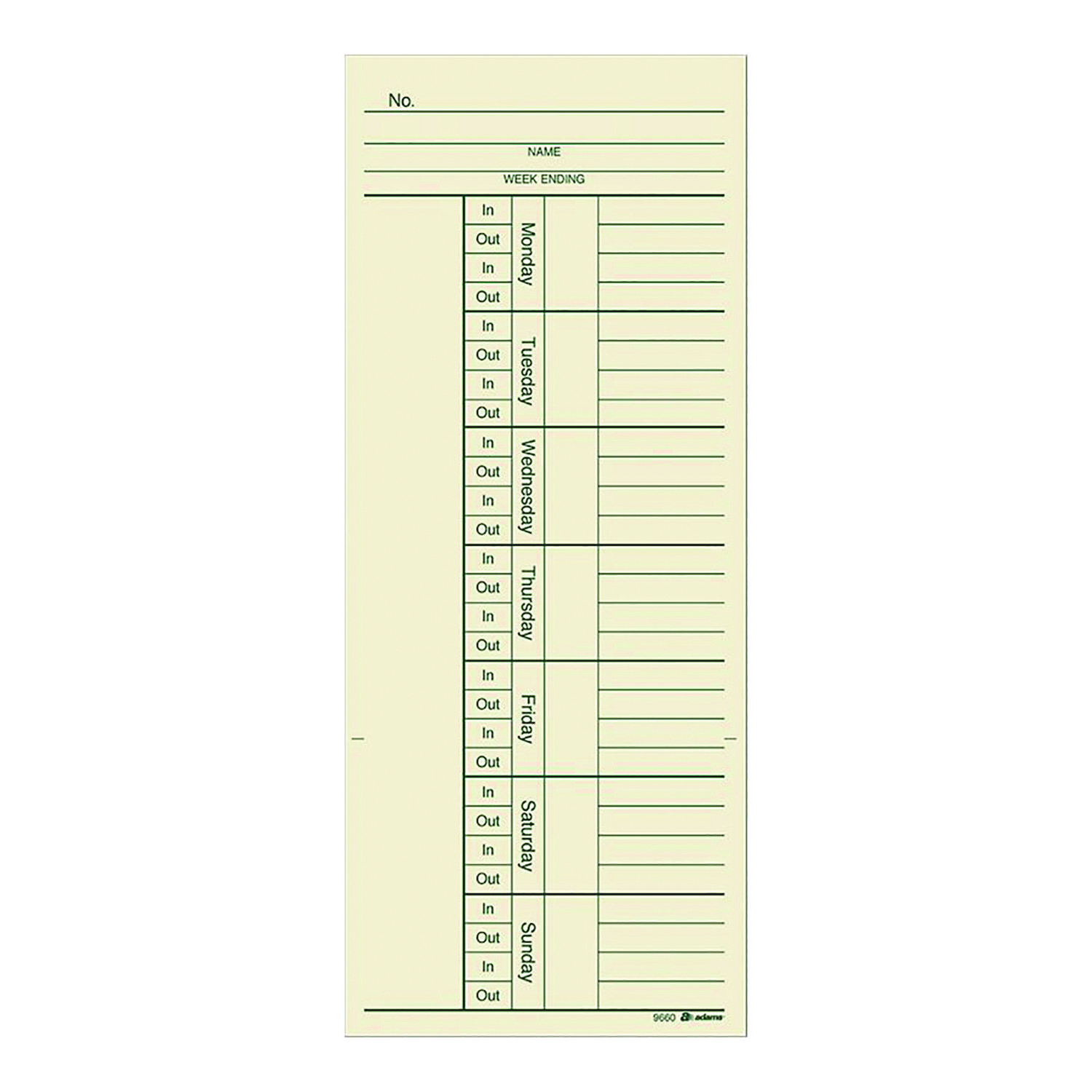 Time Cards for Acroprint, Amano and Lathem Time Clocks, Two Sides, 3.4 ...