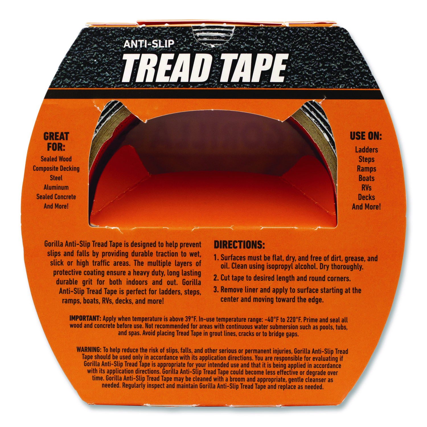 Gorilla® Tread Tape, 3" Core, 2" x 10 ft, Black ; | Baxter Chemical