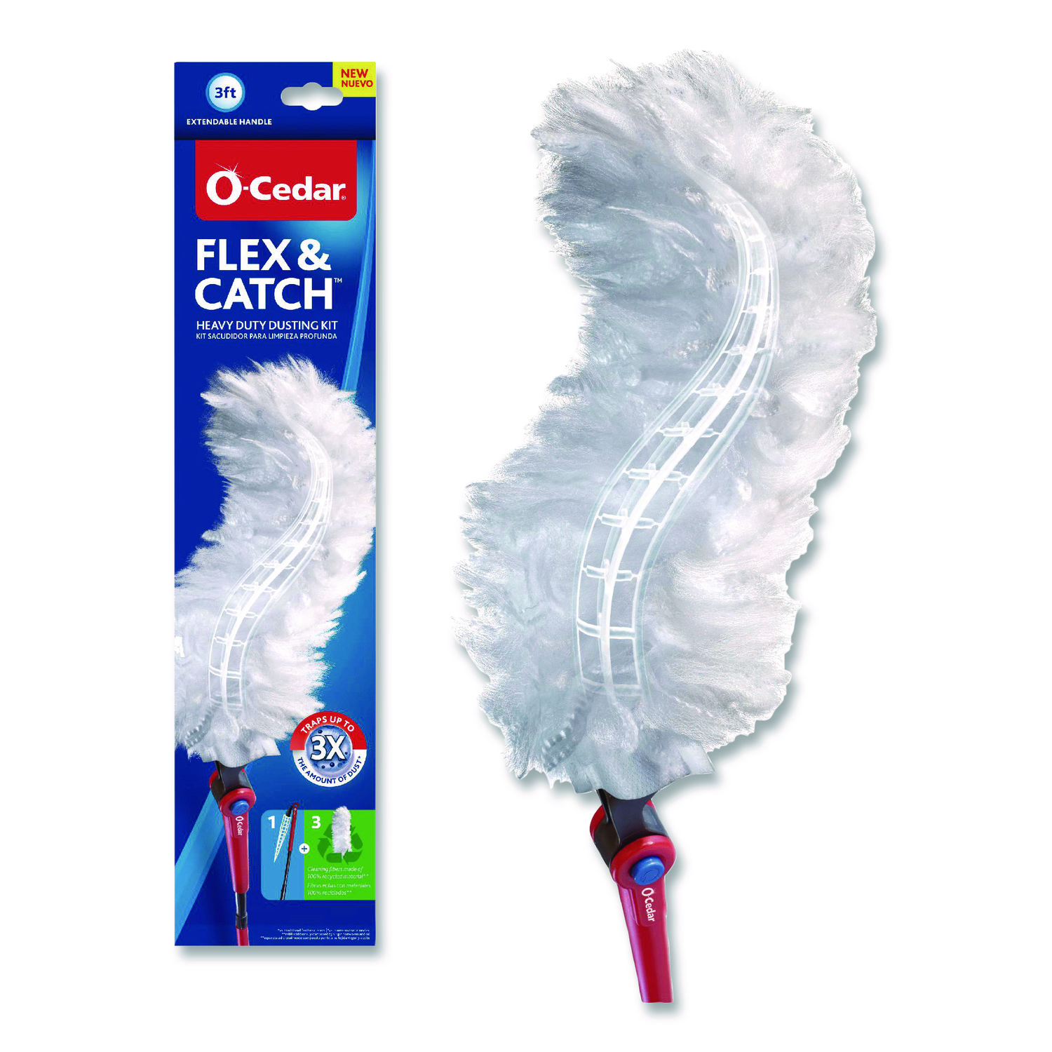O-Cedar® Flex and Catch Heavy-Duty Dusting Kit, 1 Duster Wand and 3 ...