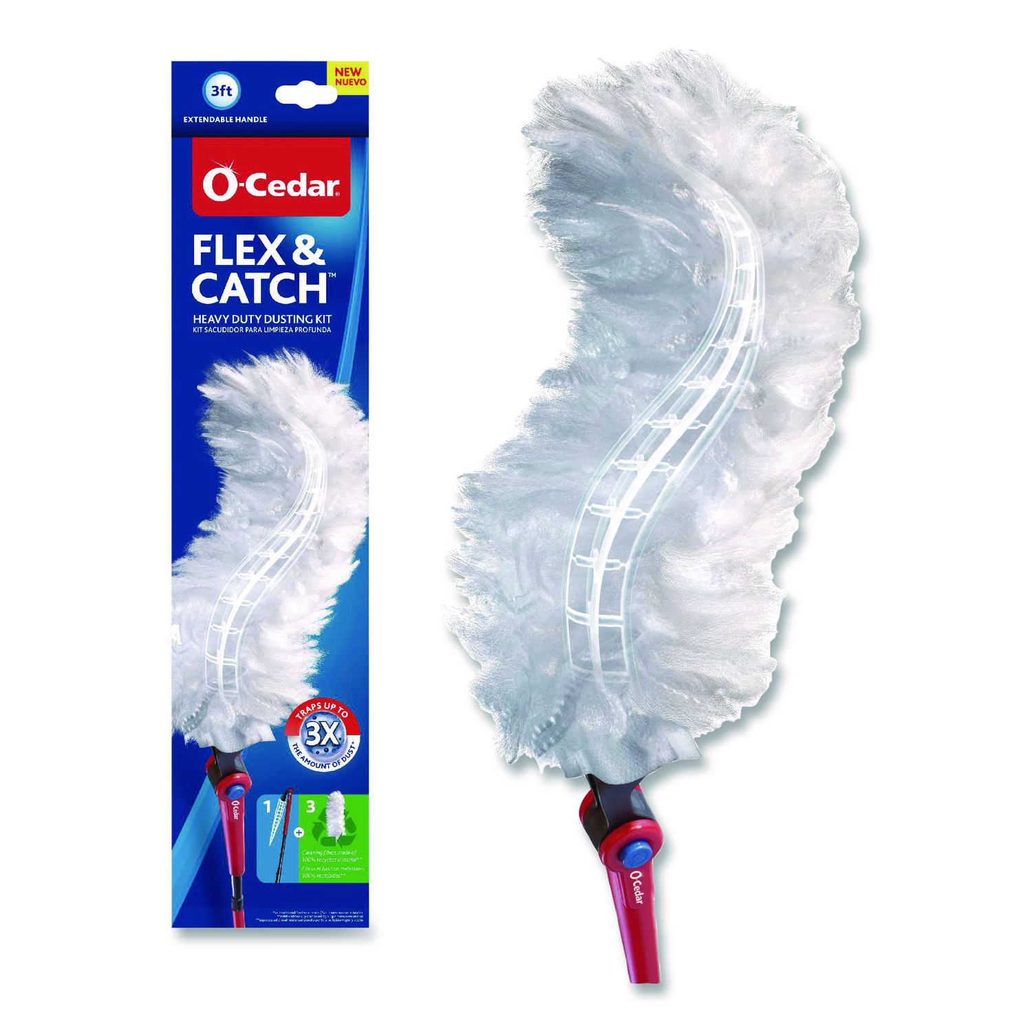 O-Cedar® Flex and Catch Heavy-Duty Dusting Kit, 1 Duster Wand and 3 Refills, 6/Carton ; | CEP