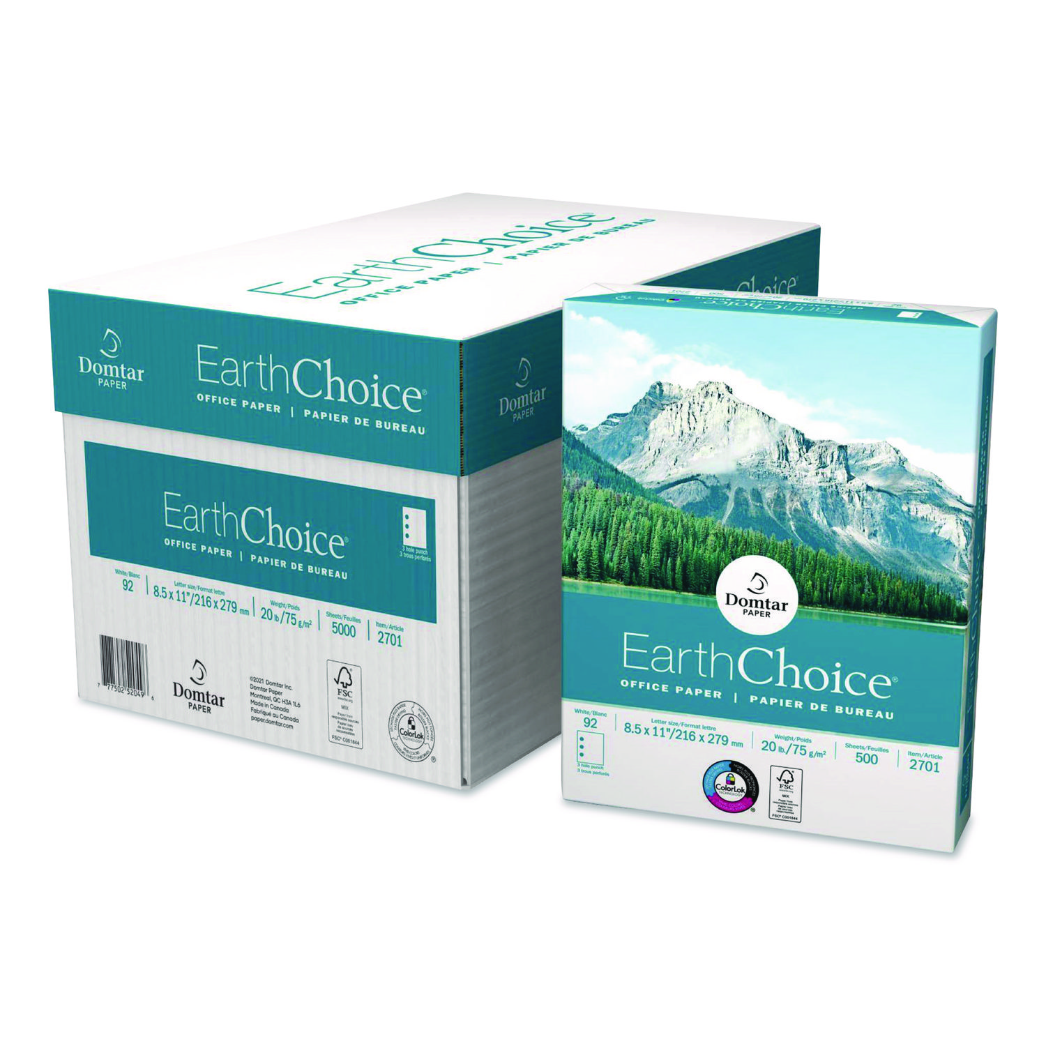Domtar EarthChoice Office Paper, 92 Bright, 20 lb Bond Weight, 8.5 x 11, White, 500 Sheets/Ream ...