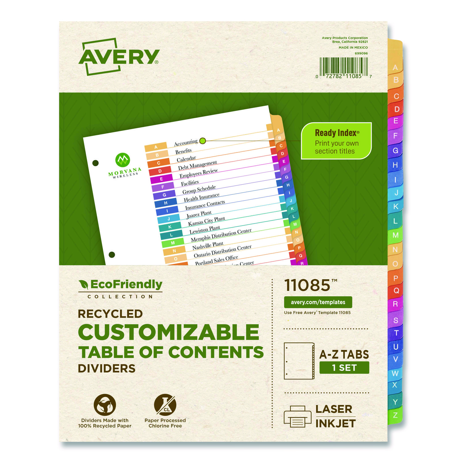 Customizable Table of Contents Ready Index Dividers with Multicolor Tabs, 26-Tab, A to Z, 11 x 8 ...