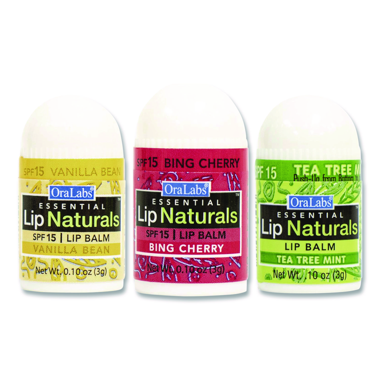 Assorted Flavors Lip Balm, Bing Cherry, Tea Tree Mint, Vanilla Bean, 0. ...