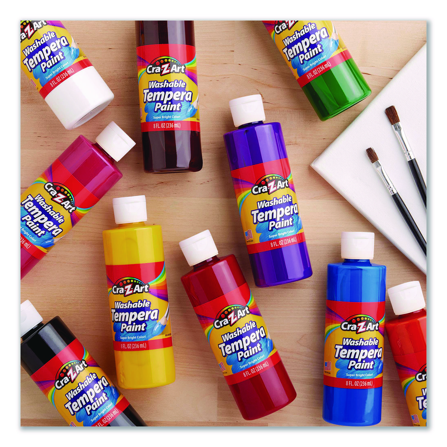 Cra-Z-Art® Washable Tempera Paint, 10 Assorted Colors, 8 oz Bottle, 10 ...