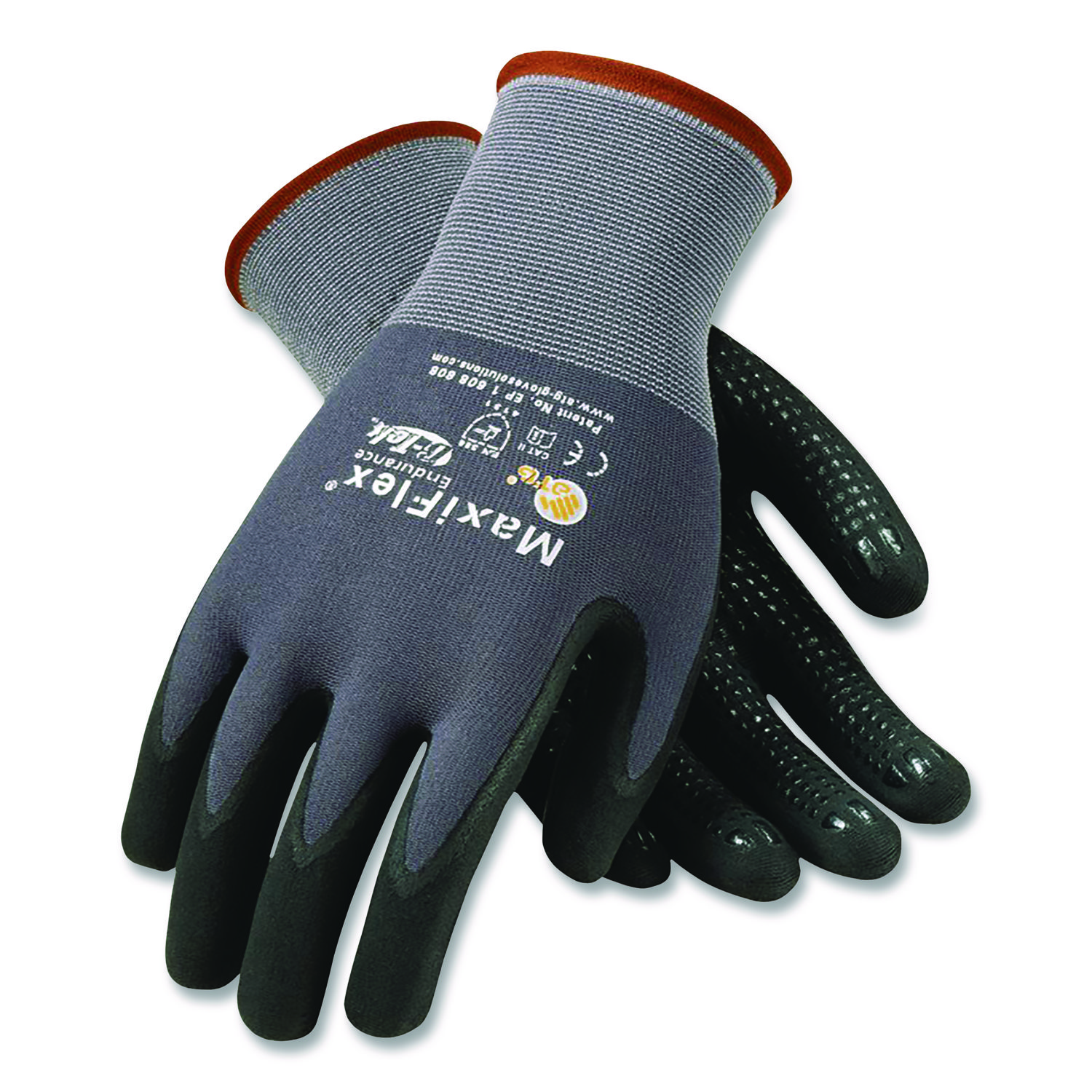 MaxiFlex® Ultimate Seamless Knit Nylon Gloves, Nitrile MicroFoam Grip: Palm/Fingers, EN388: 4131 ...