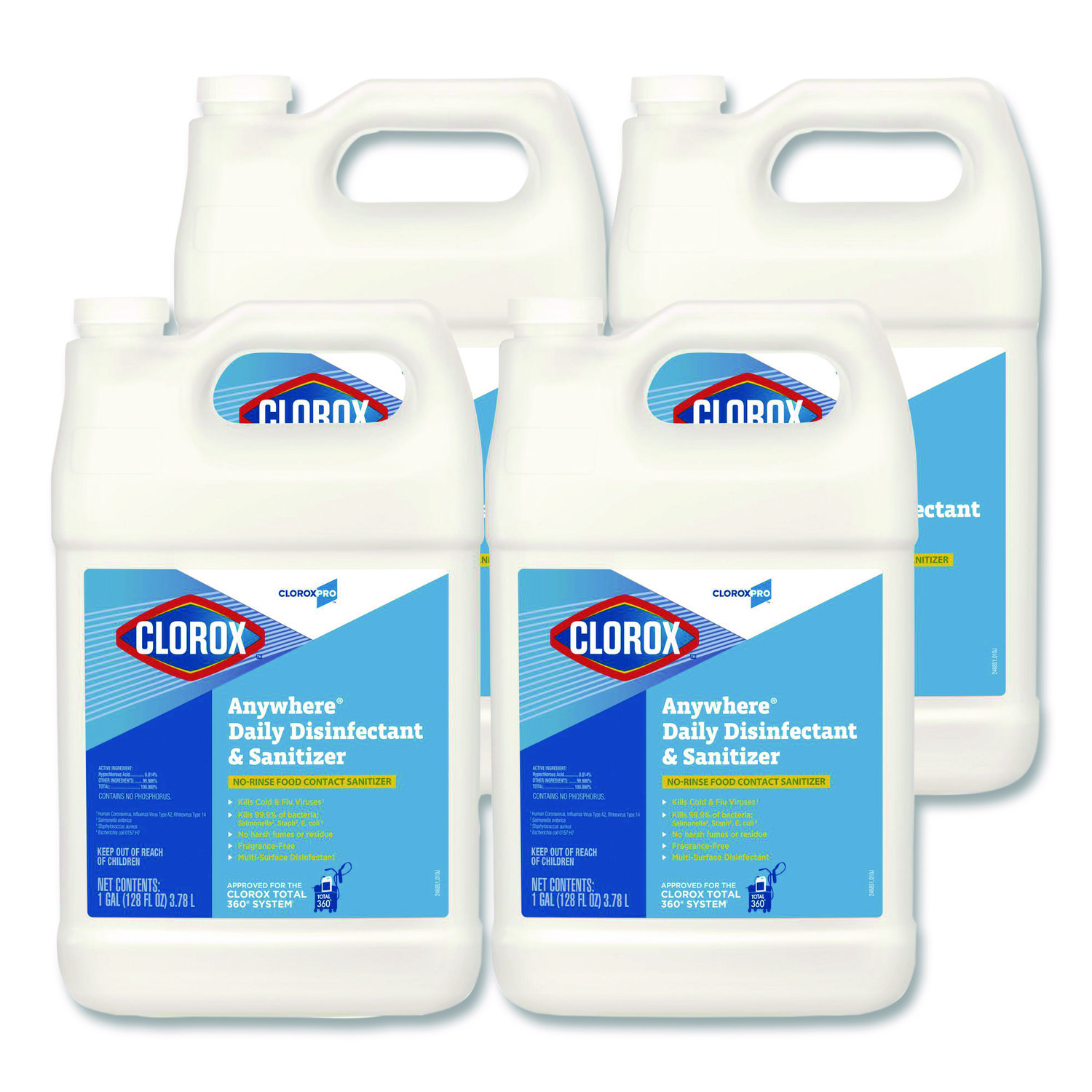 Clorox® Anywhere Daily Disinfectant and Sanitizer, 128 oz Bottle, 4 ...