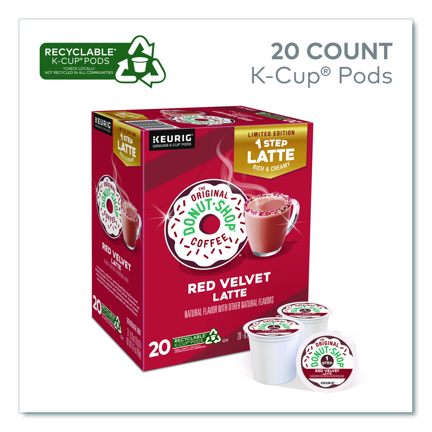 The Original Donut Shop® Red Velvet One-Step Latte K-Cup, 20/Box ...