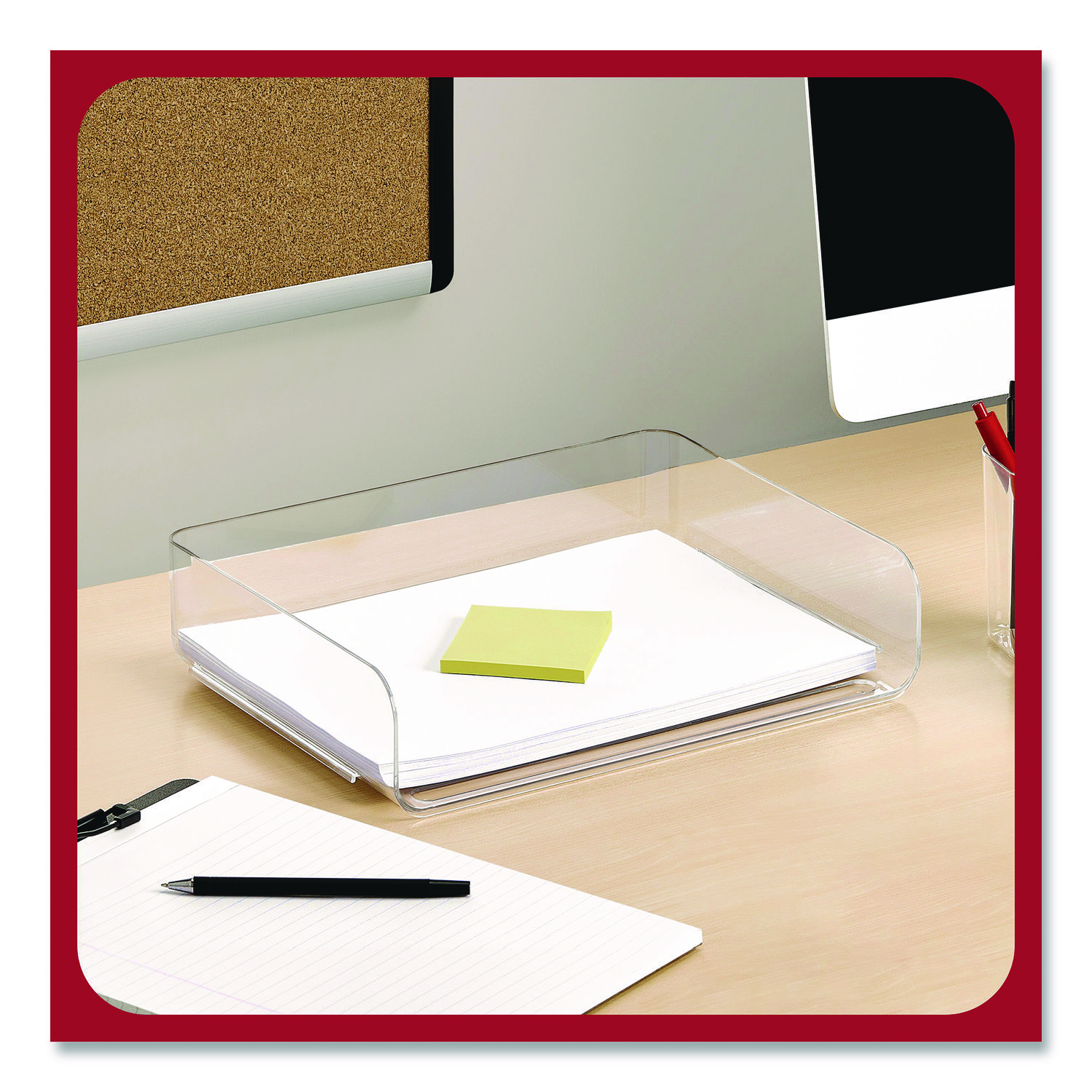 TRU RED™ Clear Side Load Stackable Plastic Letter Tray, Letter Size, 9. ...