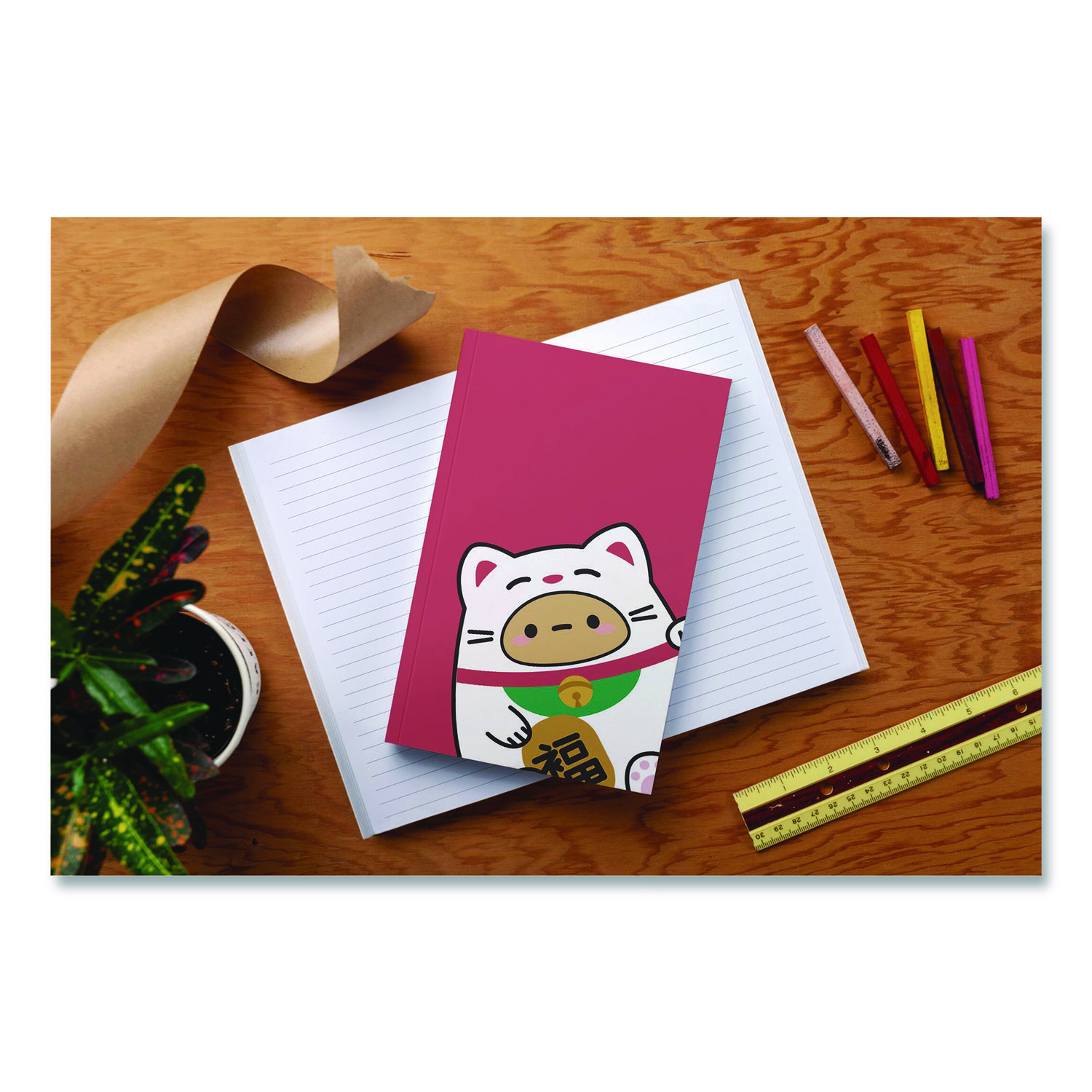 Denik Smoko Tayto Lucky Cat Layflat Notebook, 1-Subject, Medium/College ...
