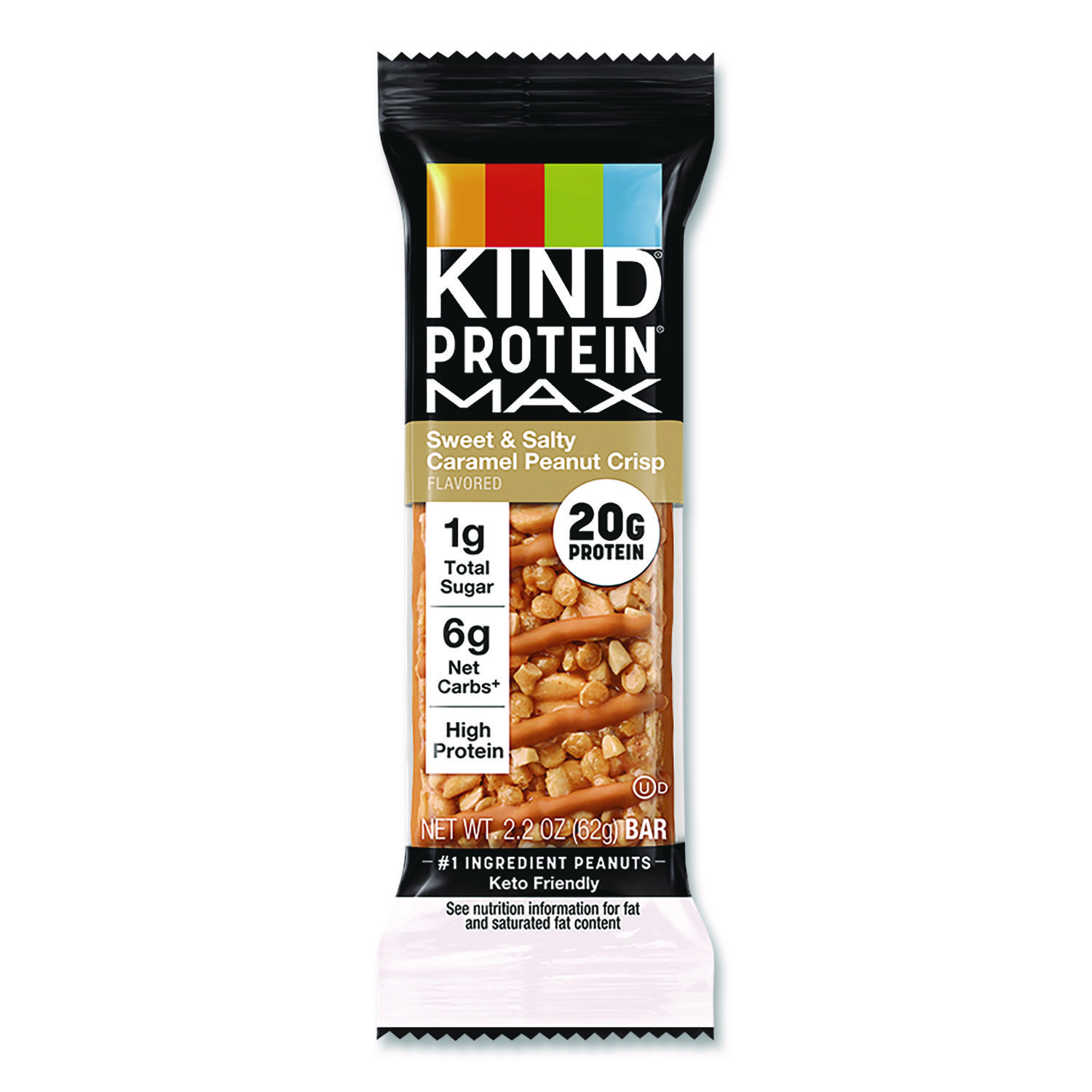 KIND Protein MAX Bar, Sweet and Salty Caramel Peanut Crisp, 2.2 oz Bar ...