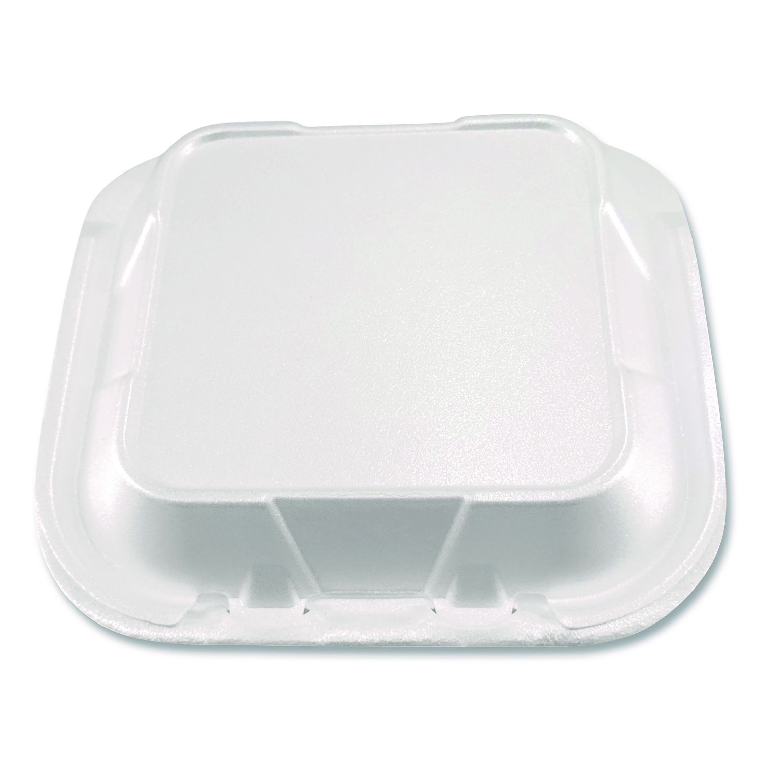 Plastifar Foam Hinged Lid Containers, 3-Compartment, 8.56 x 8 x 2.76, White, Foam, 200/Carton ...