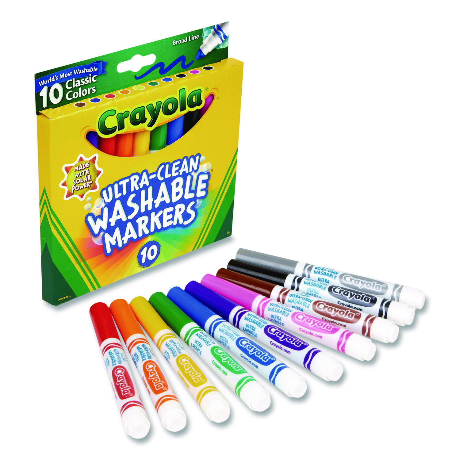 Crayola® Ultra-Clean Washable Markers, Broad Bullet Tip, Assorted ...