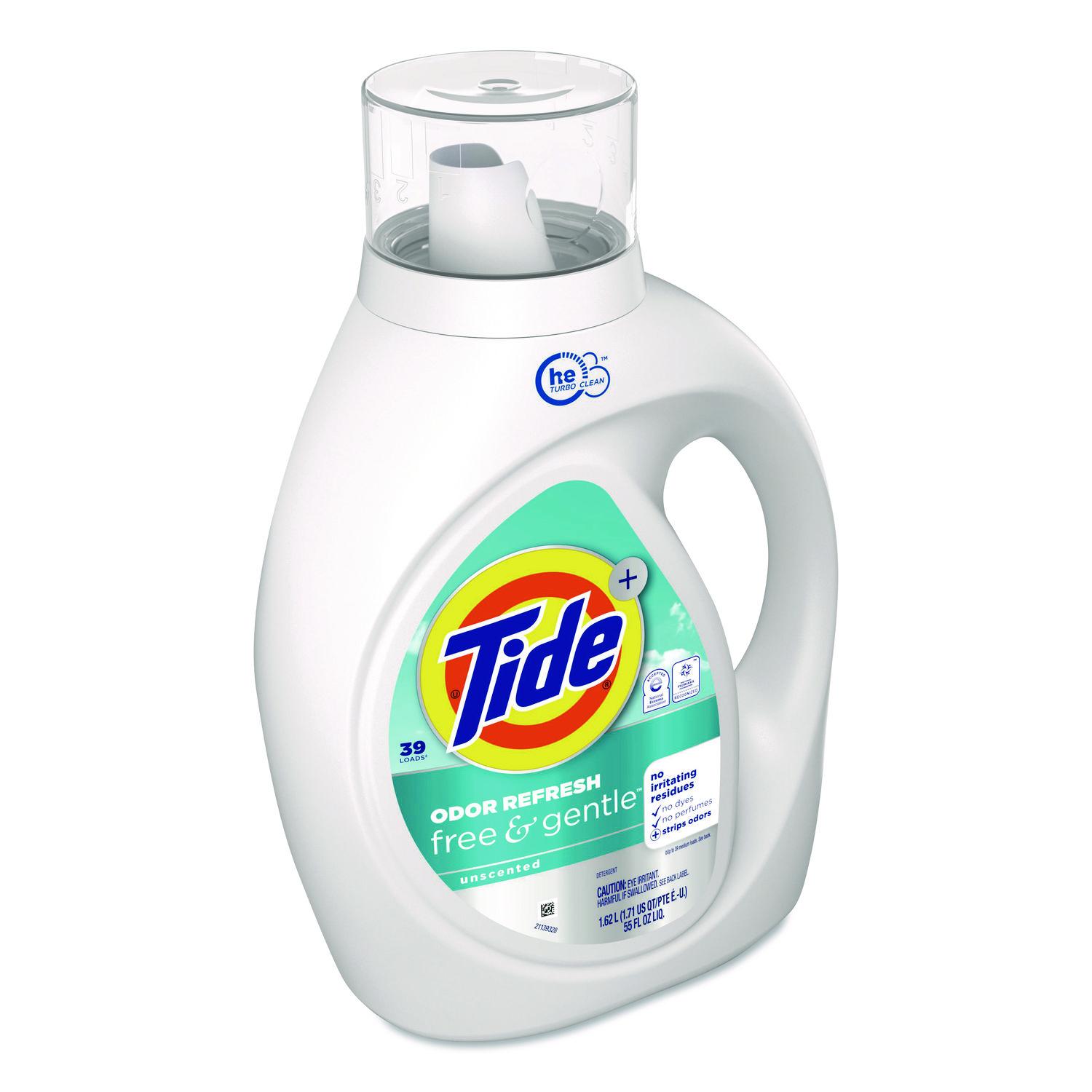Tide® Free and Gentle Odor Refresh Liquid Laundry Detergent, 39 Loads, 55 oz Bottle, 4/Carton ...