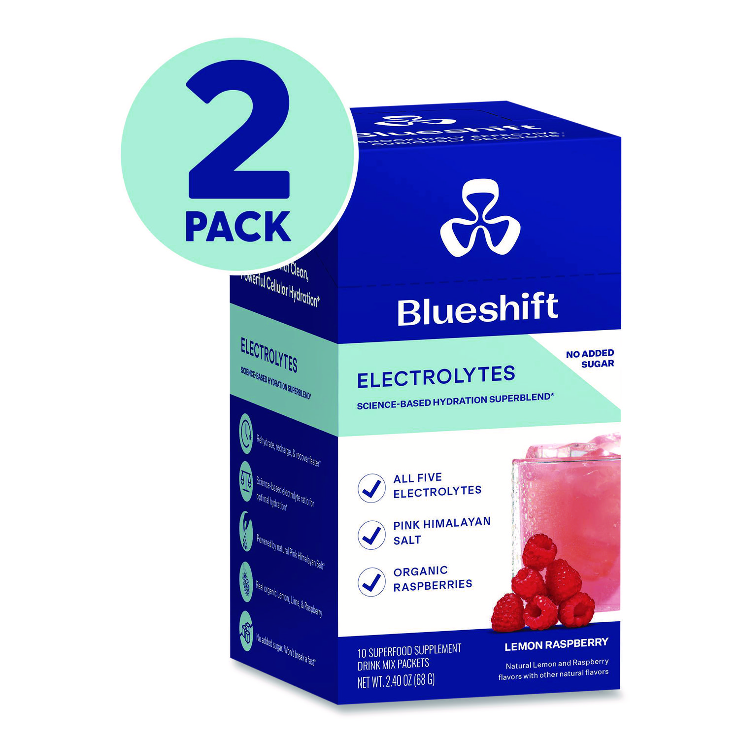 Blueshift Electrolyte Lemon Raspberry Drink Mix, 0.24 oz Packets, 10 ...
