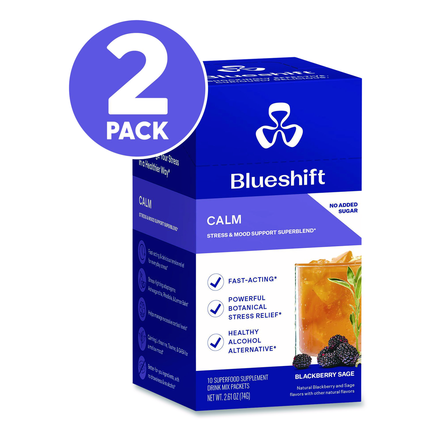 Blueshift Calm Blackberry Sage Drink Mix, 0.23 oz Packets, 10/Pack, 2 ...