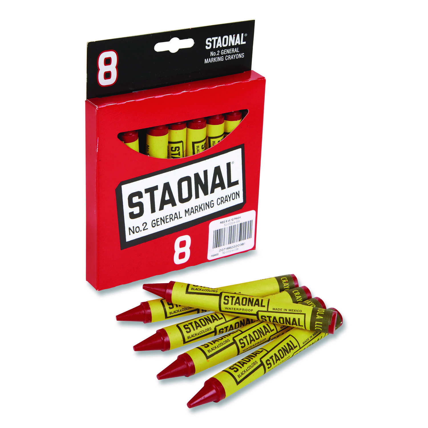 Crayola® Staonal Marking Crayons, 0.56" x 5", Red, 8/Box ; | PR ...