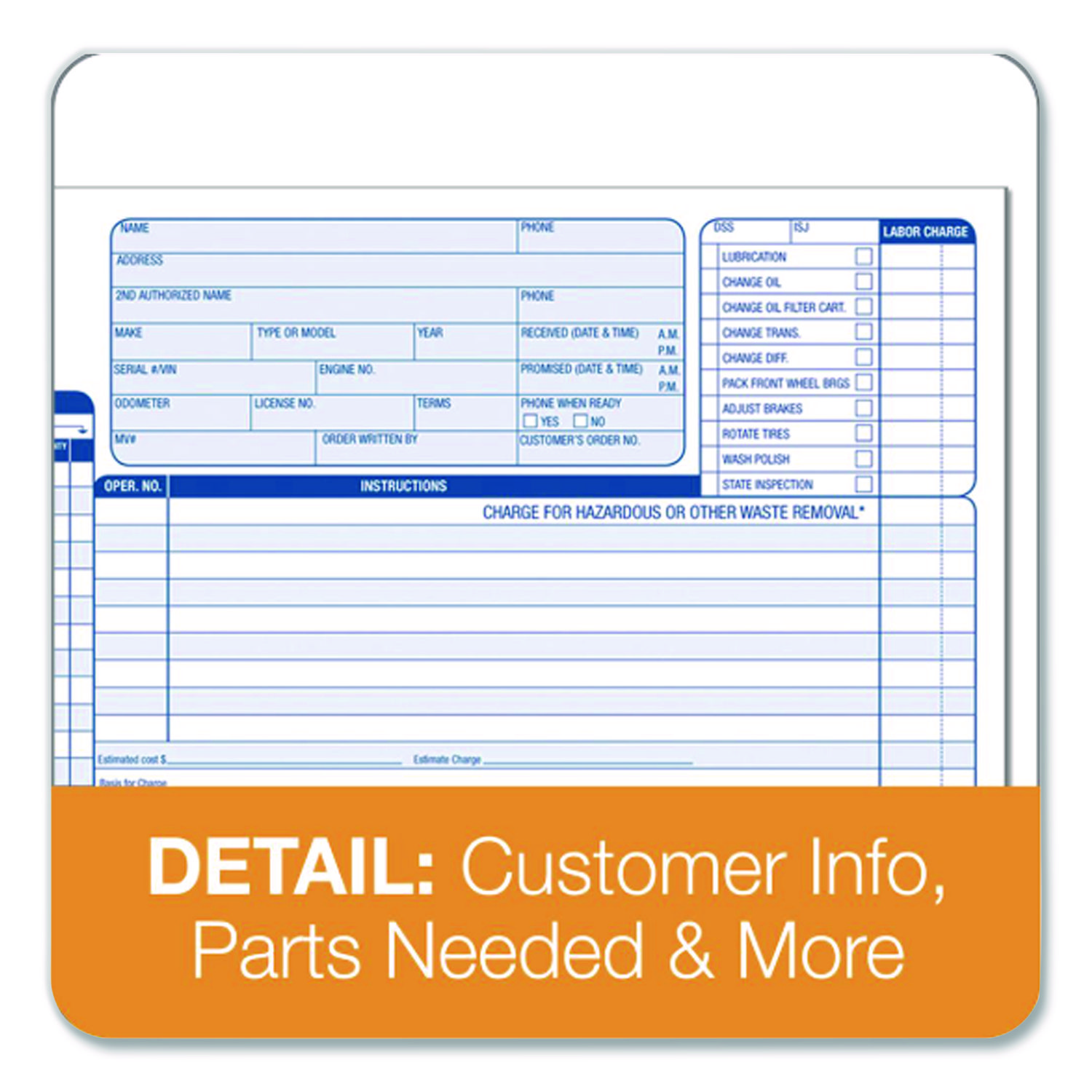 Adams® Multipart Auto Repair Work Order Forms, Three-Part Carbonless, 8 ...