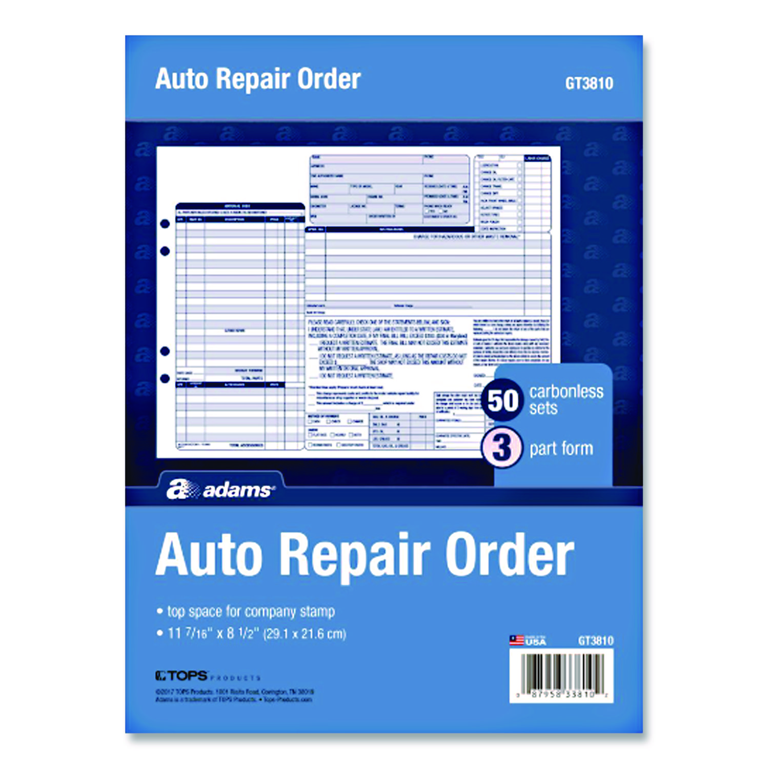 Multipart Auto Repair Work Order Forms, Three-Part Carbonless, 8.5 x 6. ...