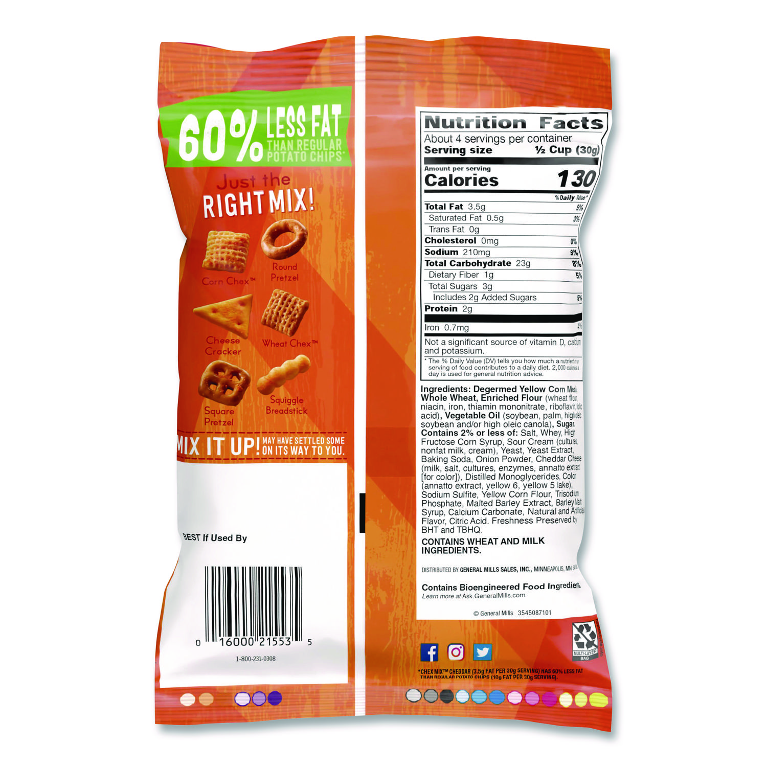 Snacks, Cheddar, 4.5 oz Bag, 8/Carton - mastersupplyonline