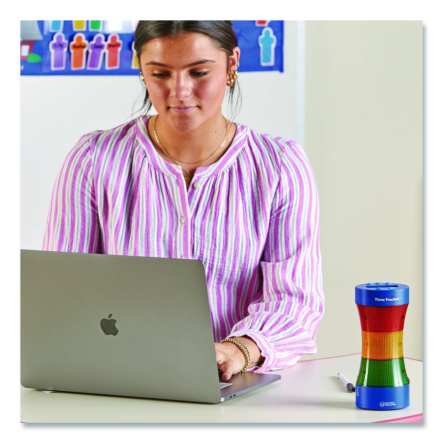 Learning Resources® Time Tracker Visual Timer and Clock, LCD, 5.4 x 8.6 x 2.5, Assorted Colors ...