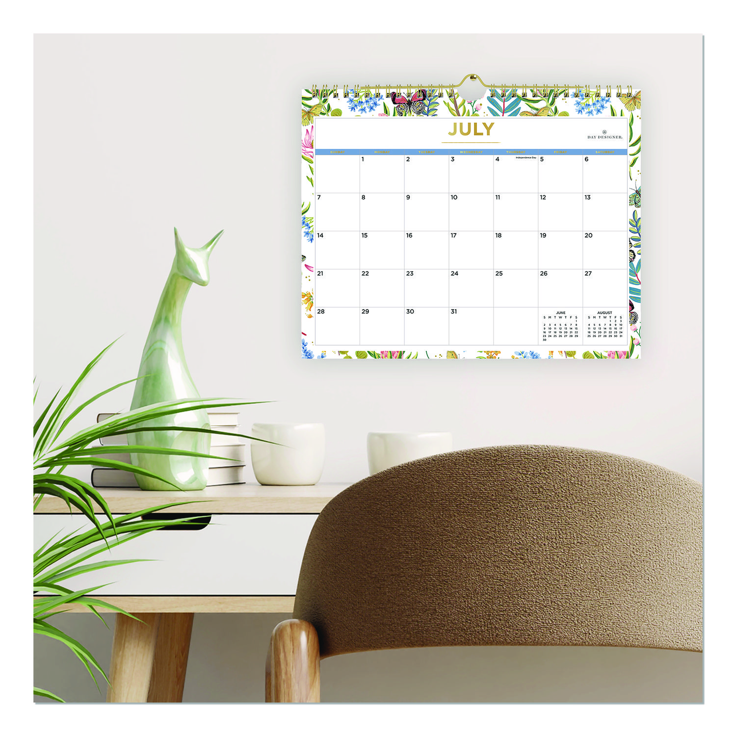 Blue Sky® Day Designer Flutter Academic Year Wall Calendar, Butterfly ...