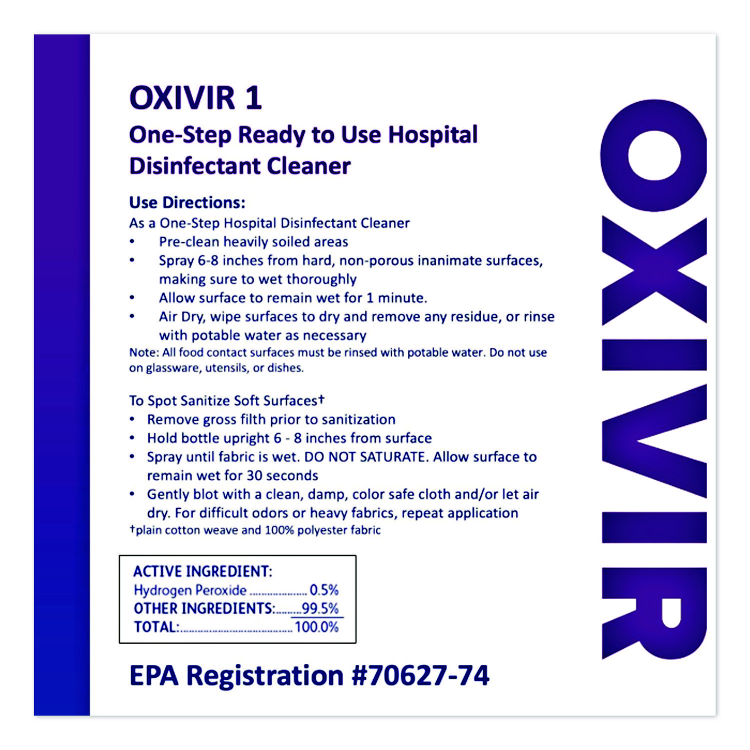 Diversey™ Oxivir 1 Wipes, 1-Ply, 7 x 8, 60/Canister, 12 Canisters ...