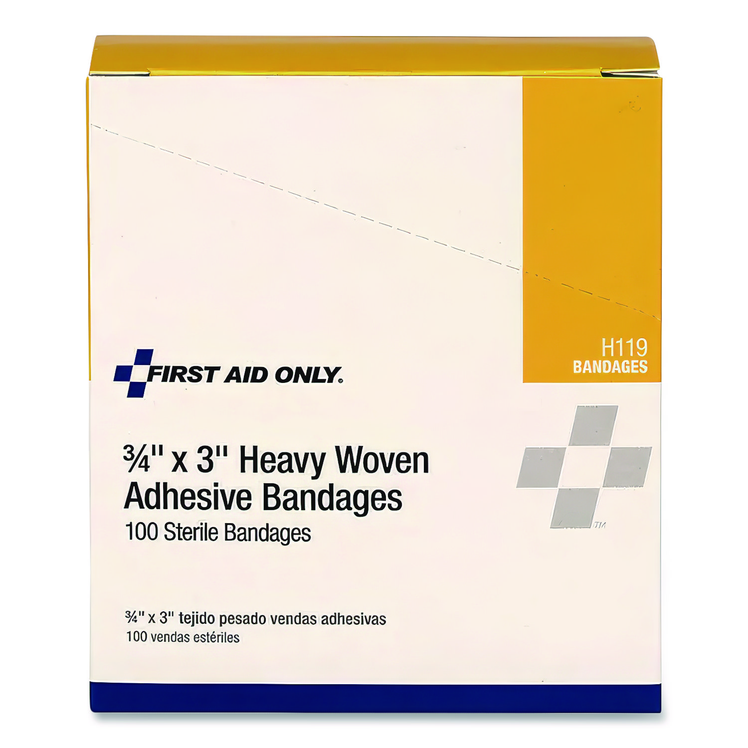 First Aid Only™ Heavy Woven Adhesive Bandages, Strip, 0.75 x 3, 100/Box ...