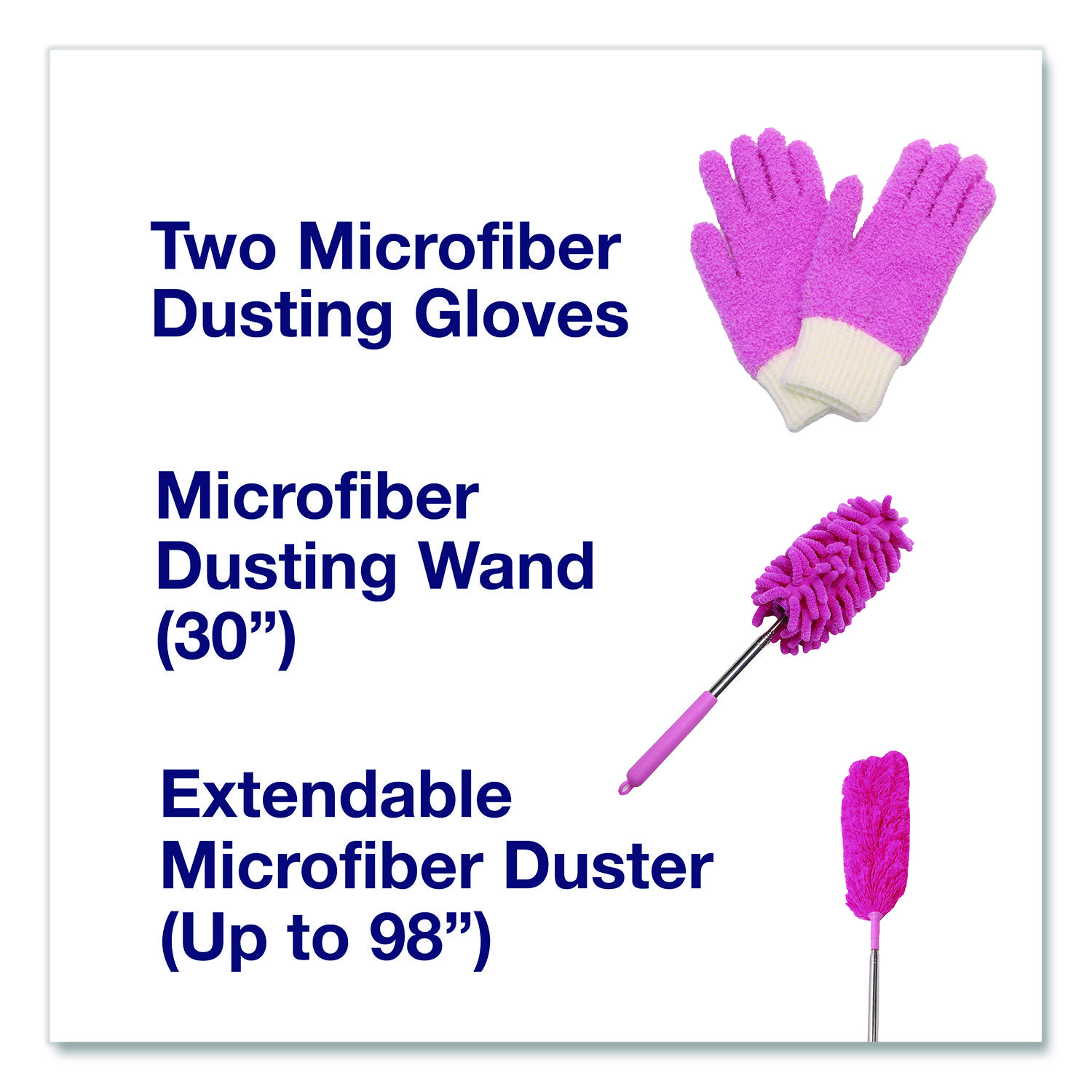 TidyUps Dusting Set, Feather Duster, Dusting Wand, 2 Gloves, Pink ...