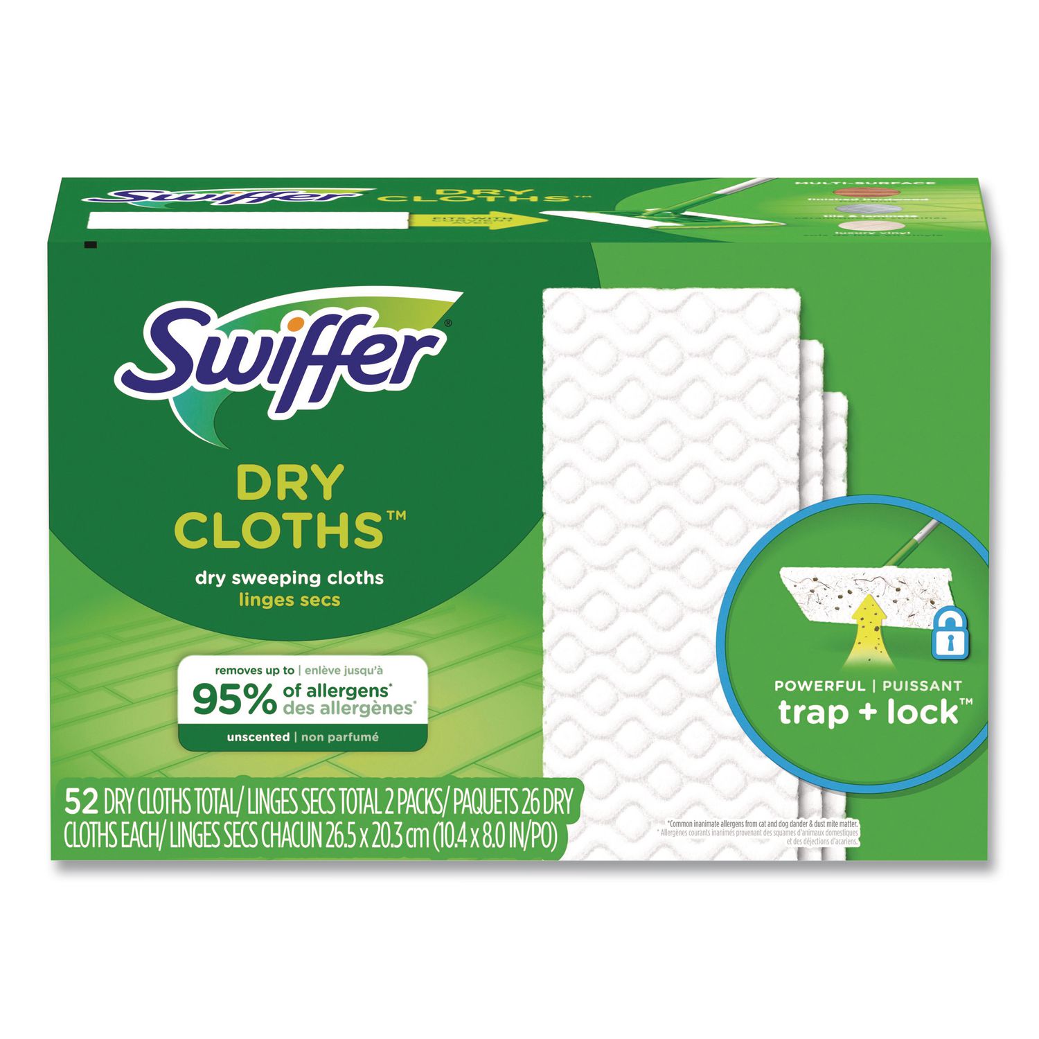 Swiffer® Dry Refill Cloths, 10.4 x 8, White, 52/Box, 3 Boxes/Carton ...
