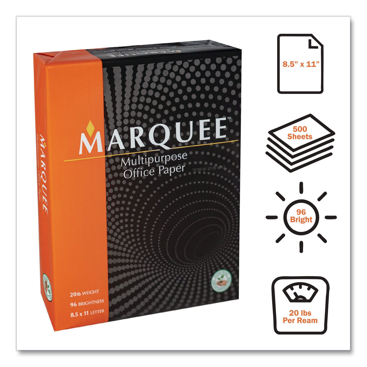 Marquee™ Office Paper, 96 Bright, 20 lb Bond, 8.5 x 11, White, 500 ...