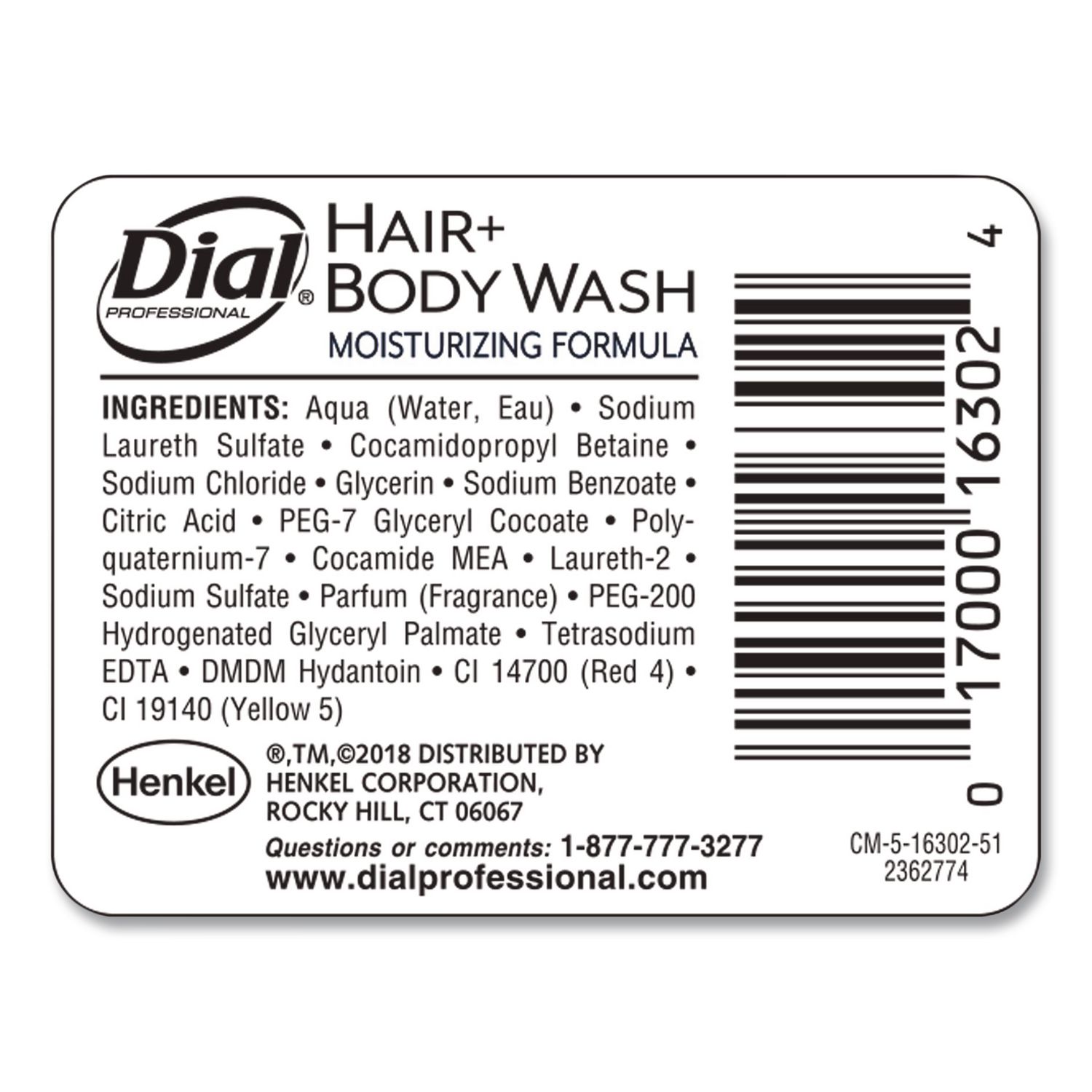 Dial® Professional Hair + Body Wash Refill for Versa Dispenser, Neutral ...
