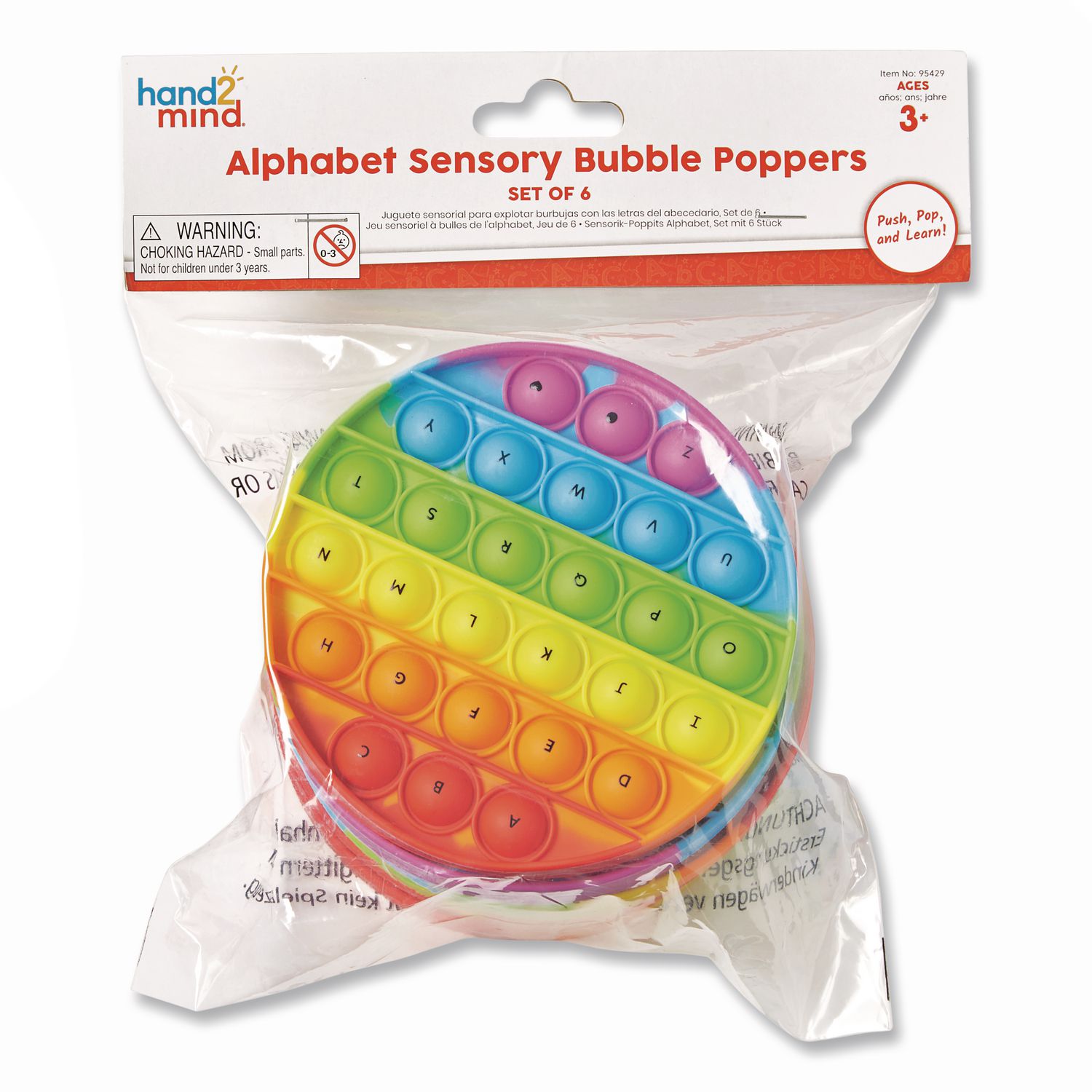hand2mind® Alphabet Sensory Bubble Poppers, Pre-K to K, 6 Pieces ...