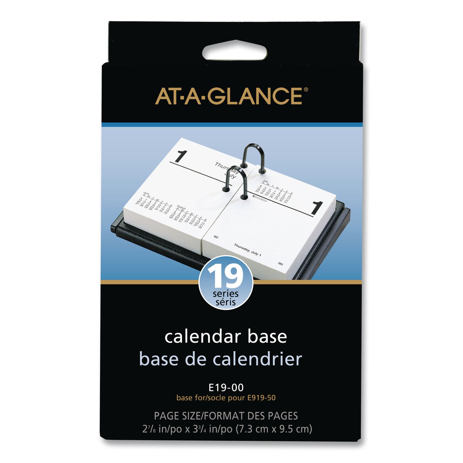 Desk Calendar Base for Loose-Leaf Refill, 2 Rings, 3" x 3.75", Black ...