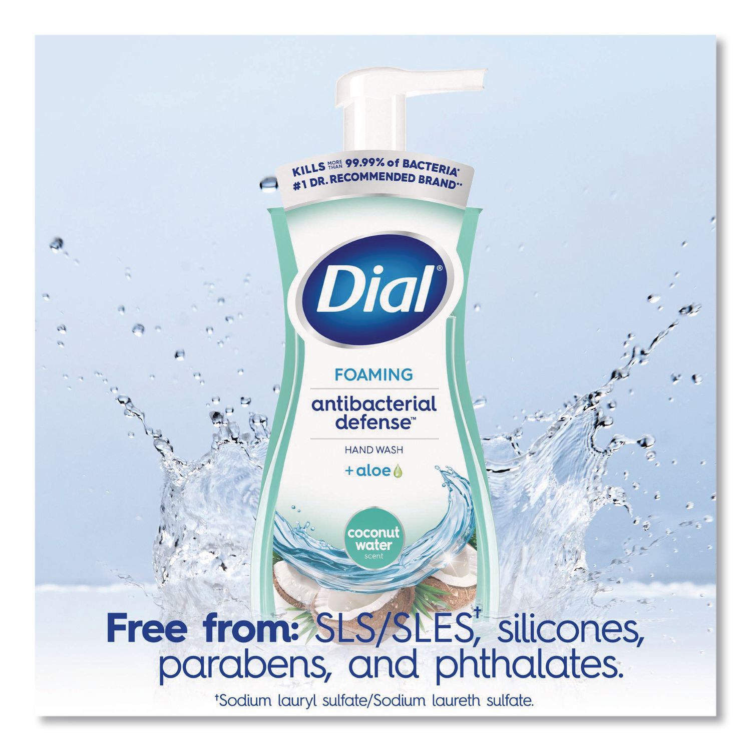 Dial® Antibacterial Foaming Hand Wash, Coconut Water Scent, 10 oz, 8 ...