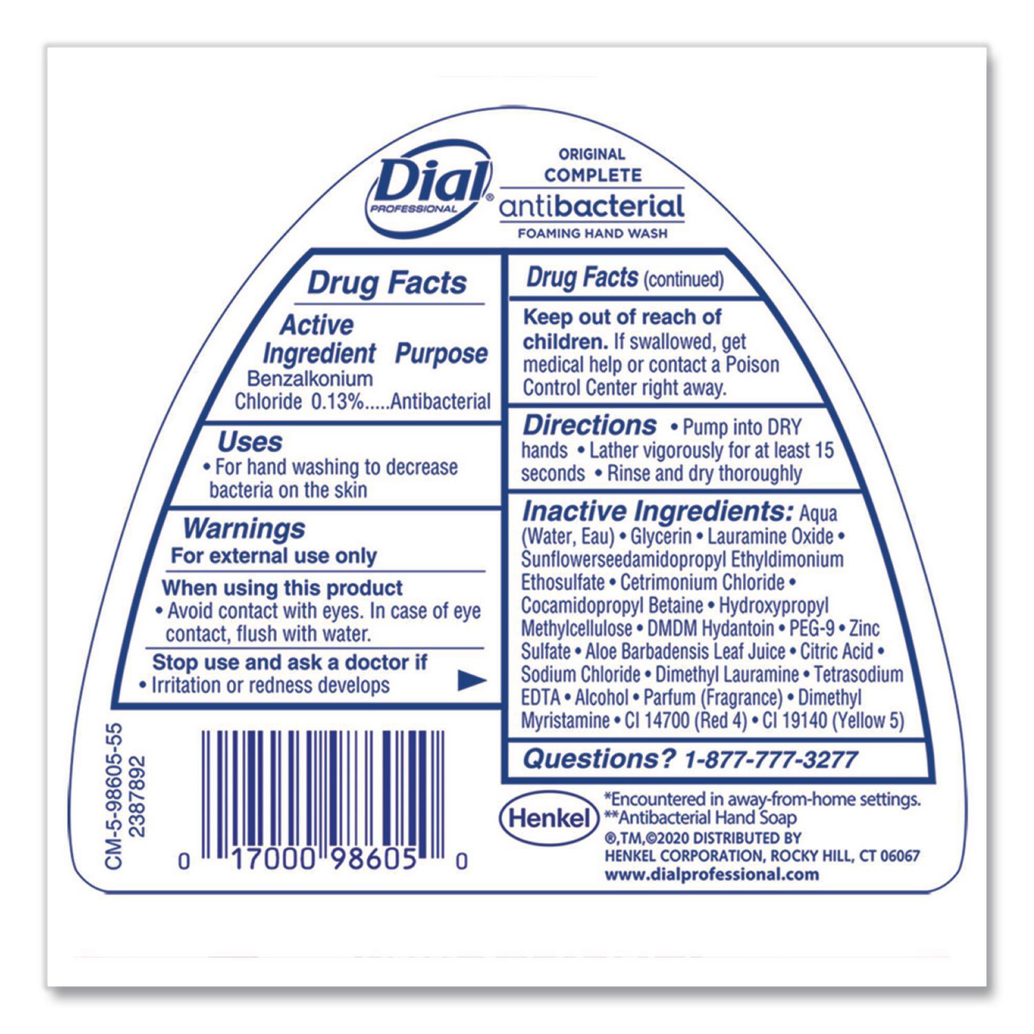 Dial® Professional Original Antibacterial Foaming Hand Wash, Original ...