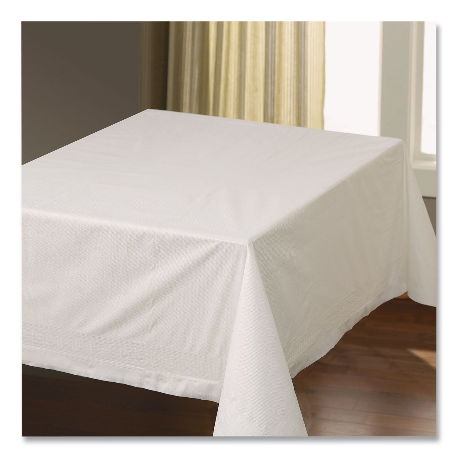 Tissue/Poly Tablecovers, 72" x 72", White, 25/Carton - mastersupplyonline