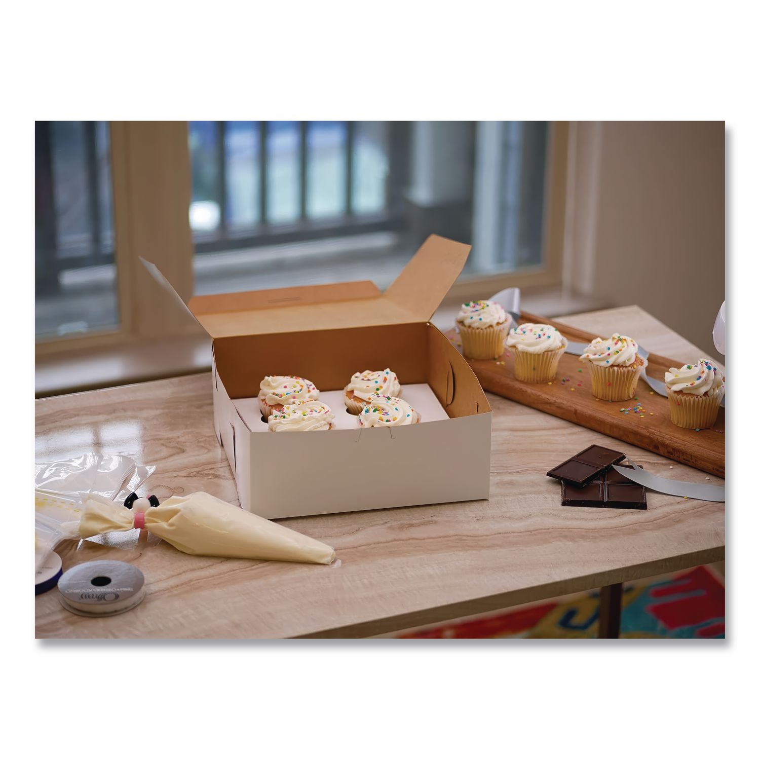 White One-Piece Non-Window Bakery Boxes, 12 x 12 x 6, White, Paper, 50 ...