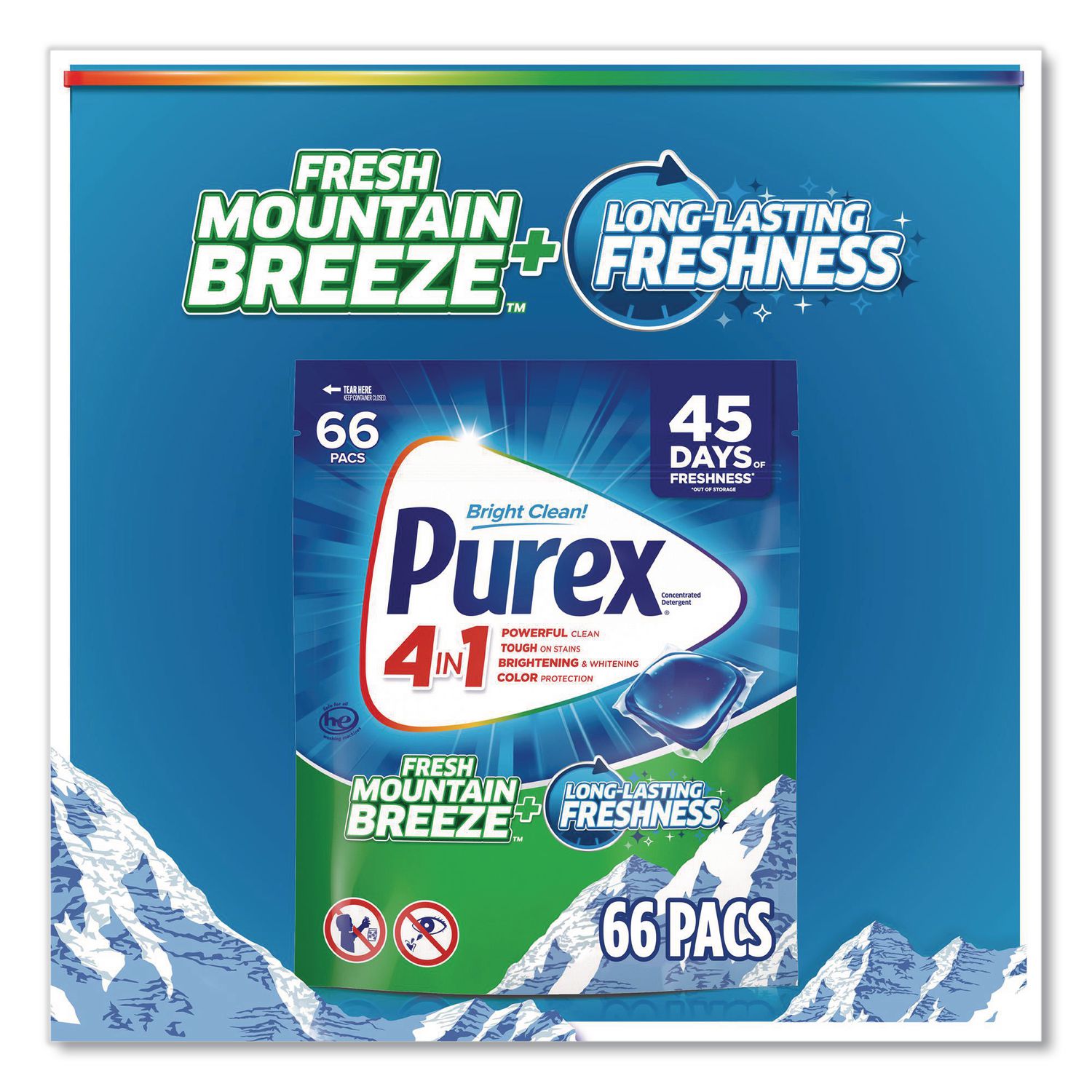 Purex® 4-in-1 Laundry Detergent Pacs, 66 Pods/Bag, 4 Bags/Carton | Abel ...