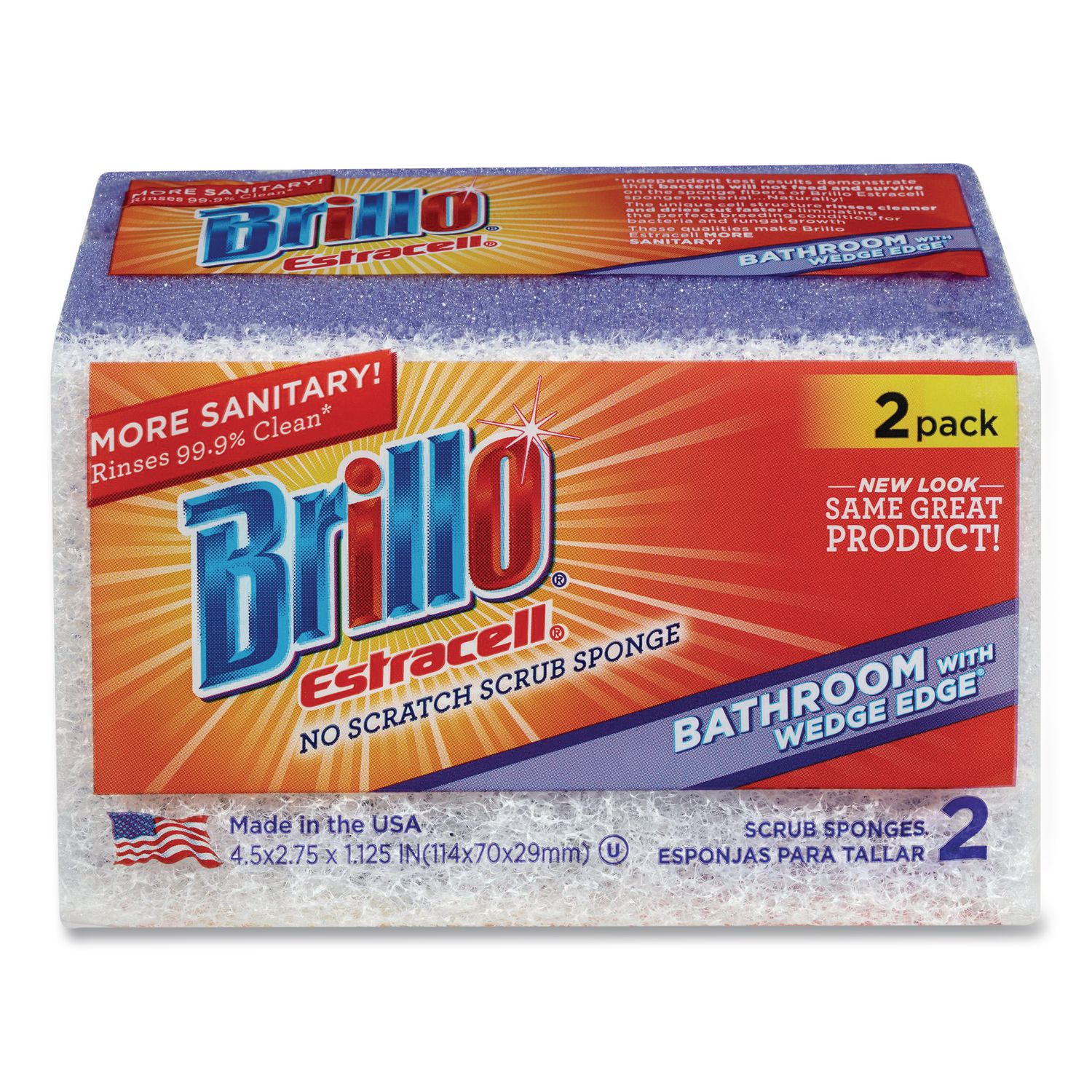 Brillo® Estracell Bathroom Sponge, 4.5 x 2.75, 1.12" Thick, Purple ...