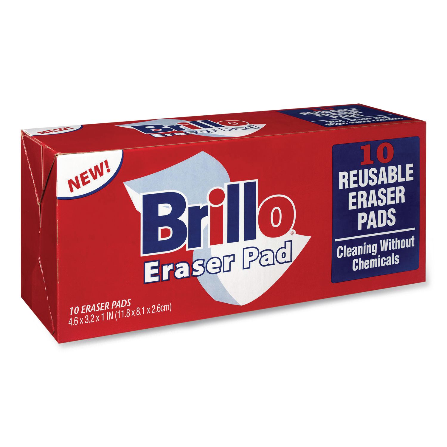 Brillo® Commercial Eraser Pads, 3.2 x 4.6, 1" Thick, White, 10 Erasers ...