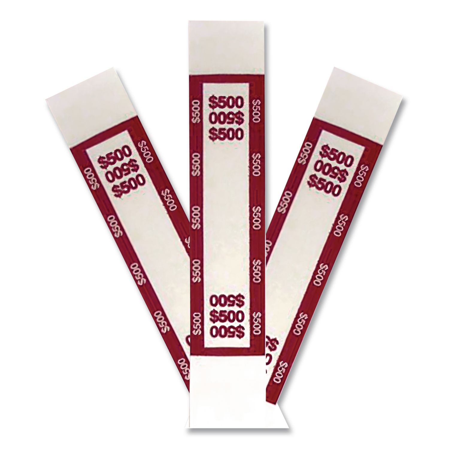CONTROLTEK® Currency Straps, Self-Adhesive, Fives, $500 Strap, Red/White, 1,000/Pack | Fort ...