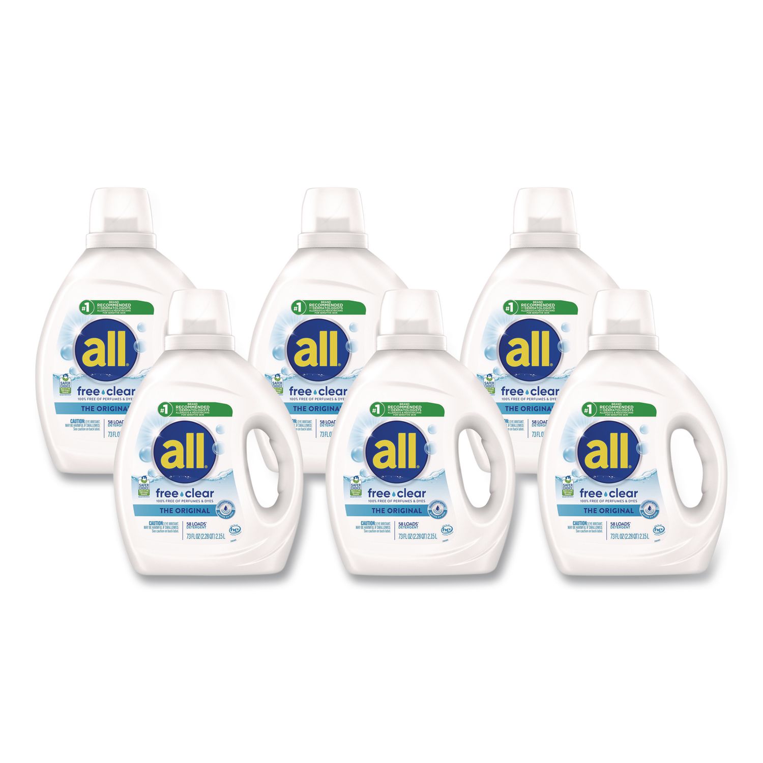 all® Free Clear HE Laundry Detergent, 58 Loads, Unscented, 73 oz Bottle ...